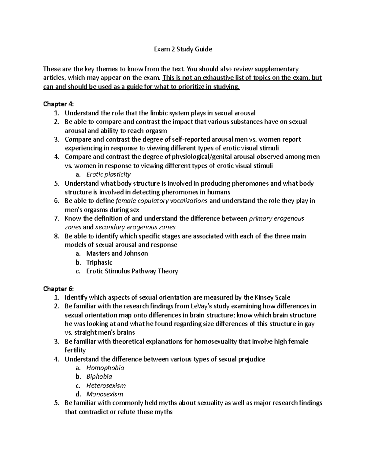 Exam 2 Study Guide(1) - topic for test 2 - Exam 2 Study Guide These are ...