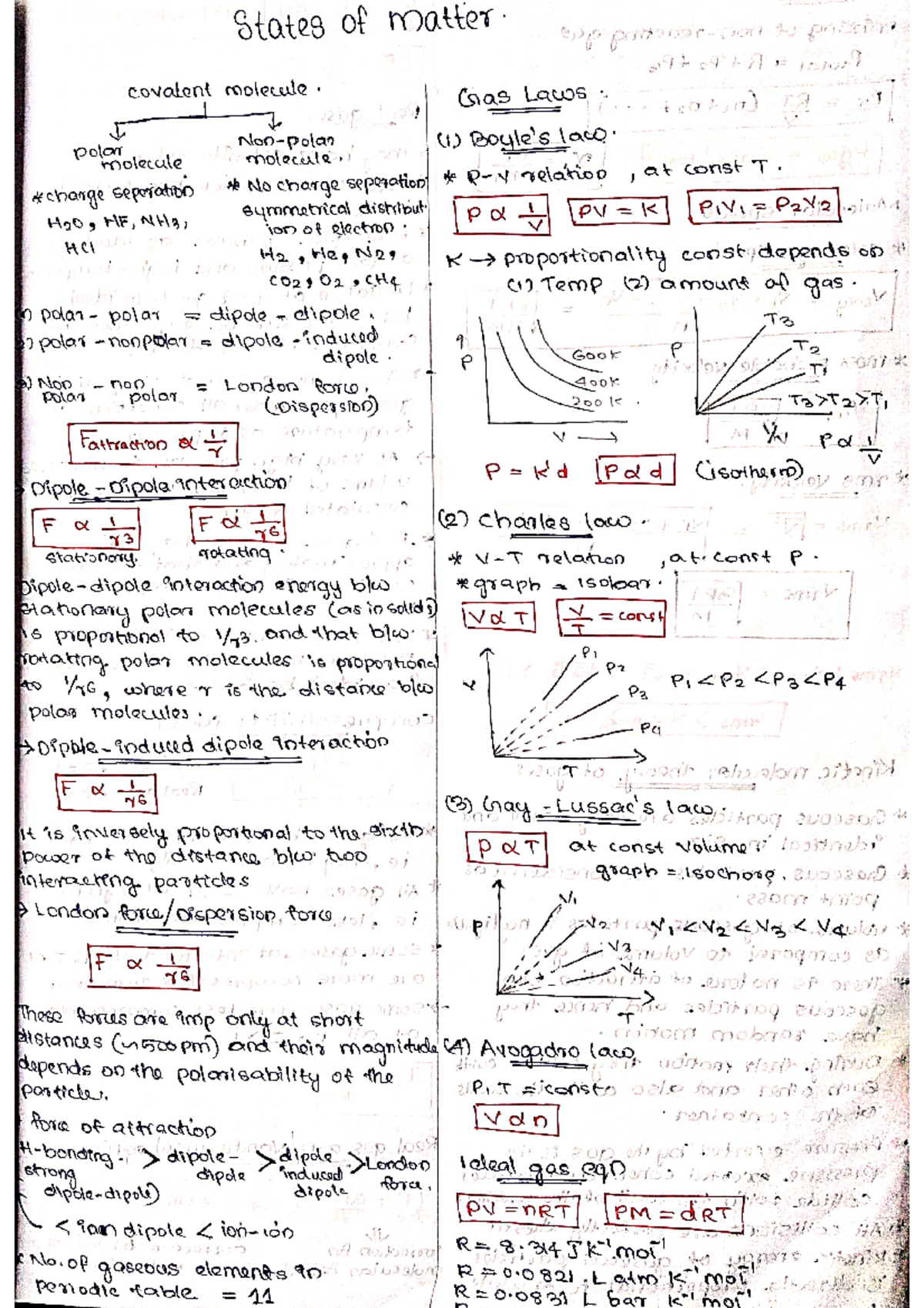 States of matter (hand written notes) - Chemistry (For Biological ...