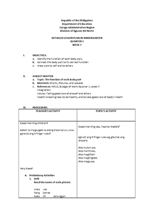 Detailed lesson plan in science grade 6 - October 3, 2016 A Detailed ...
