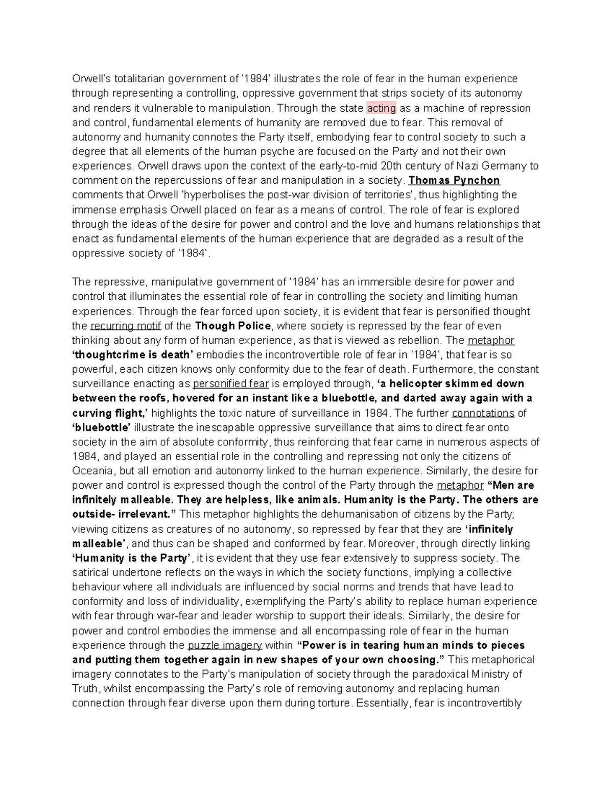 1984- Trial essay - Orwell’s totalitarian government of ‘1984 ...