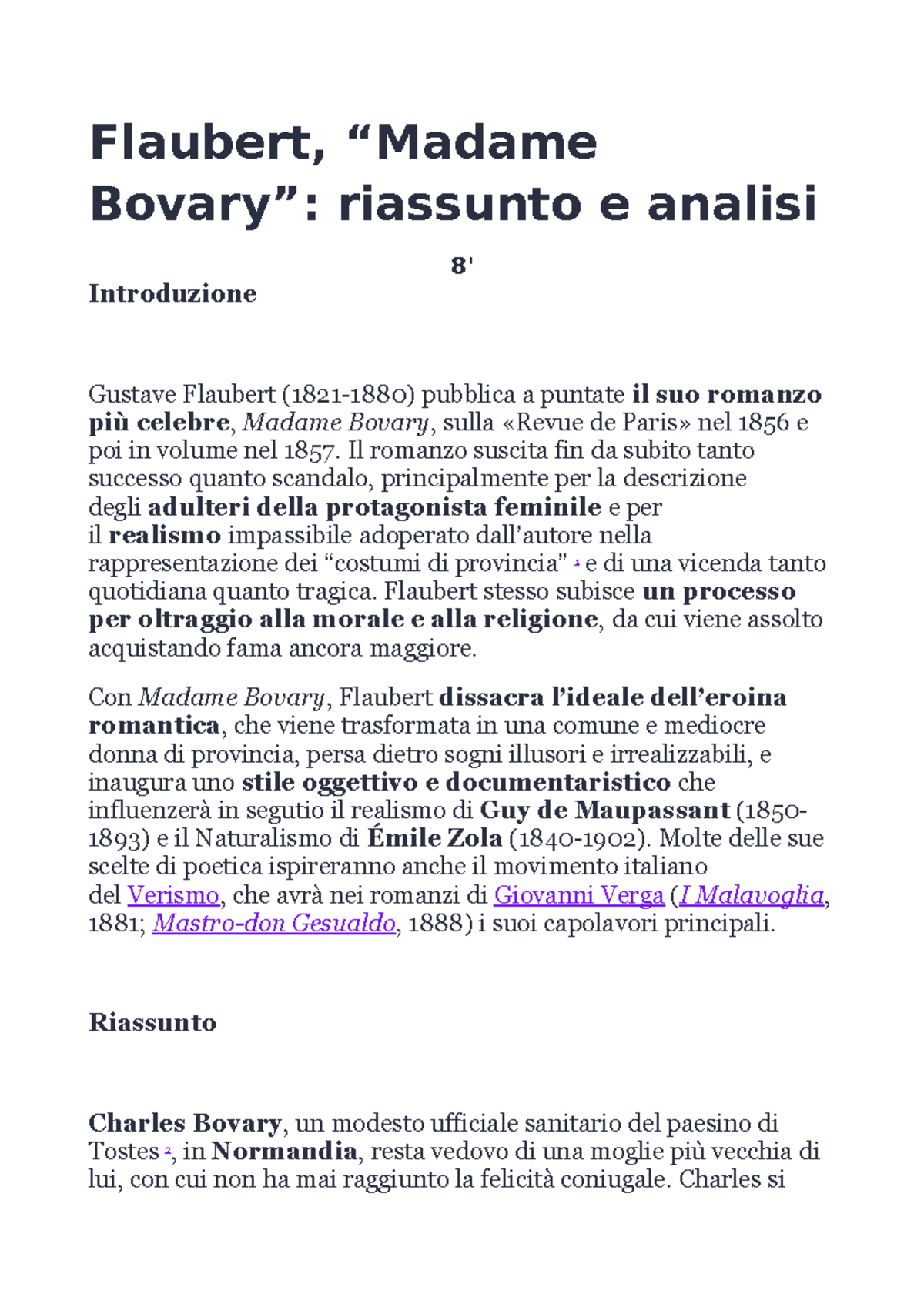 Madame Bovary di Flaubert - Flaubert, “Madame Bovary”: riassunto e analisi 8' Introduzione ...