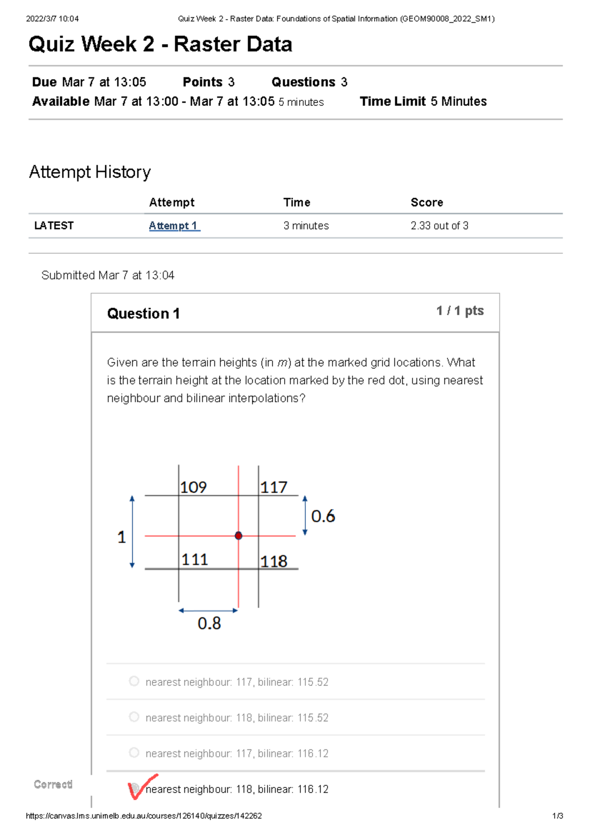 Quiz Week 2 - Raster Data Foundations of Spatial Information (GEOM90008 ...