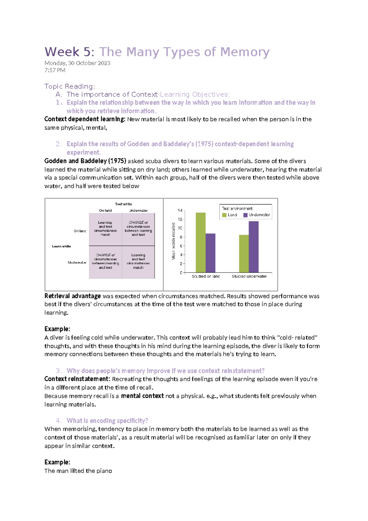 Week 5 The Many Types of Memory - Week 5: The Many Types of Memory ...