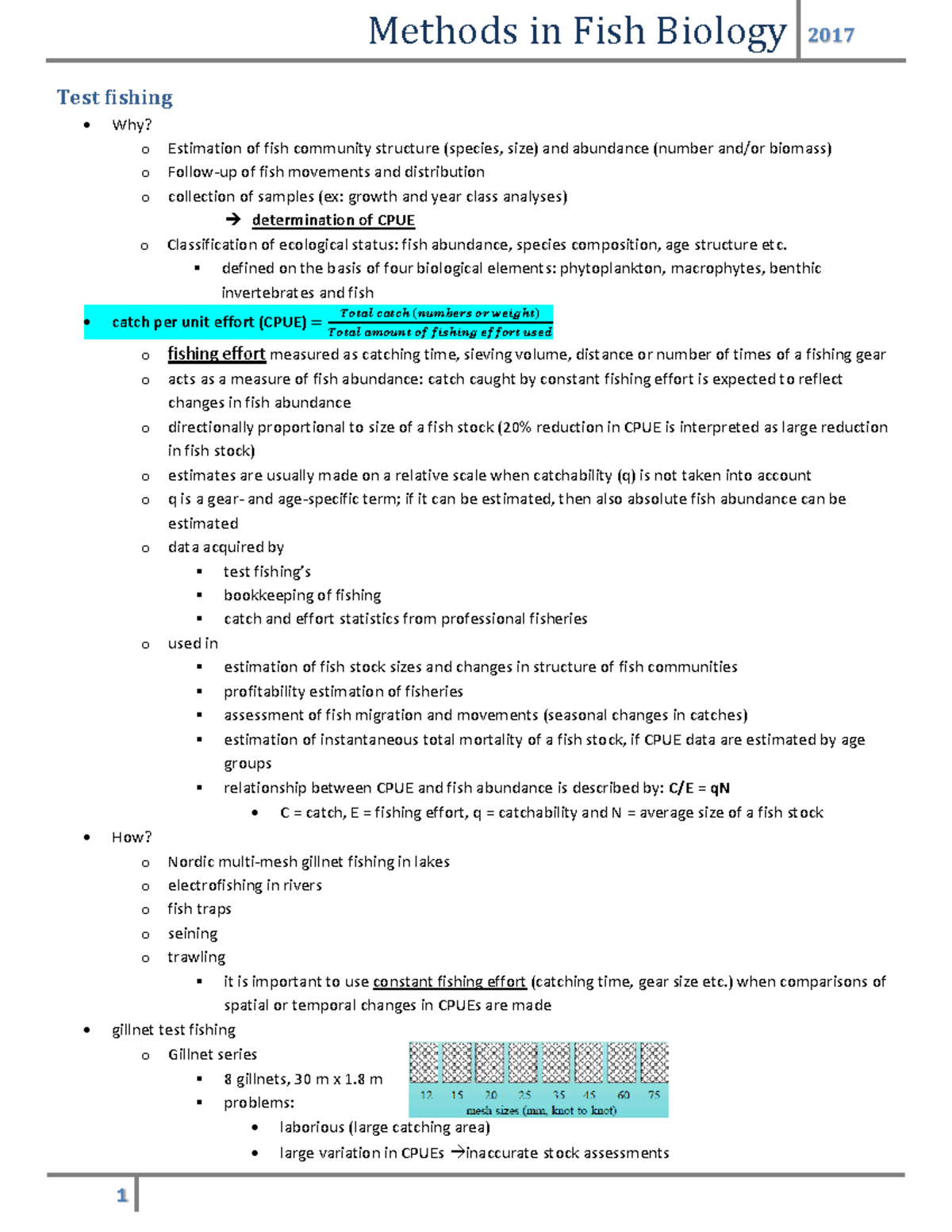 Methods of Fish Biology - defined on the basis of four biological ...