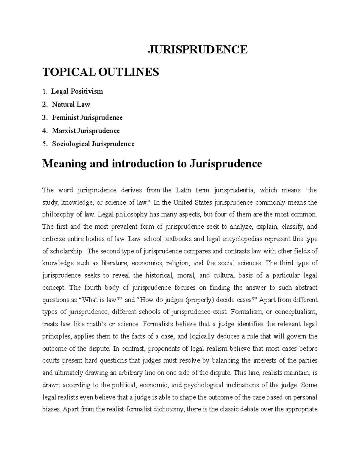 Jurisprudence internet - JURISPRUDENCE TOPICAL OUTLINES 1. Legal ...