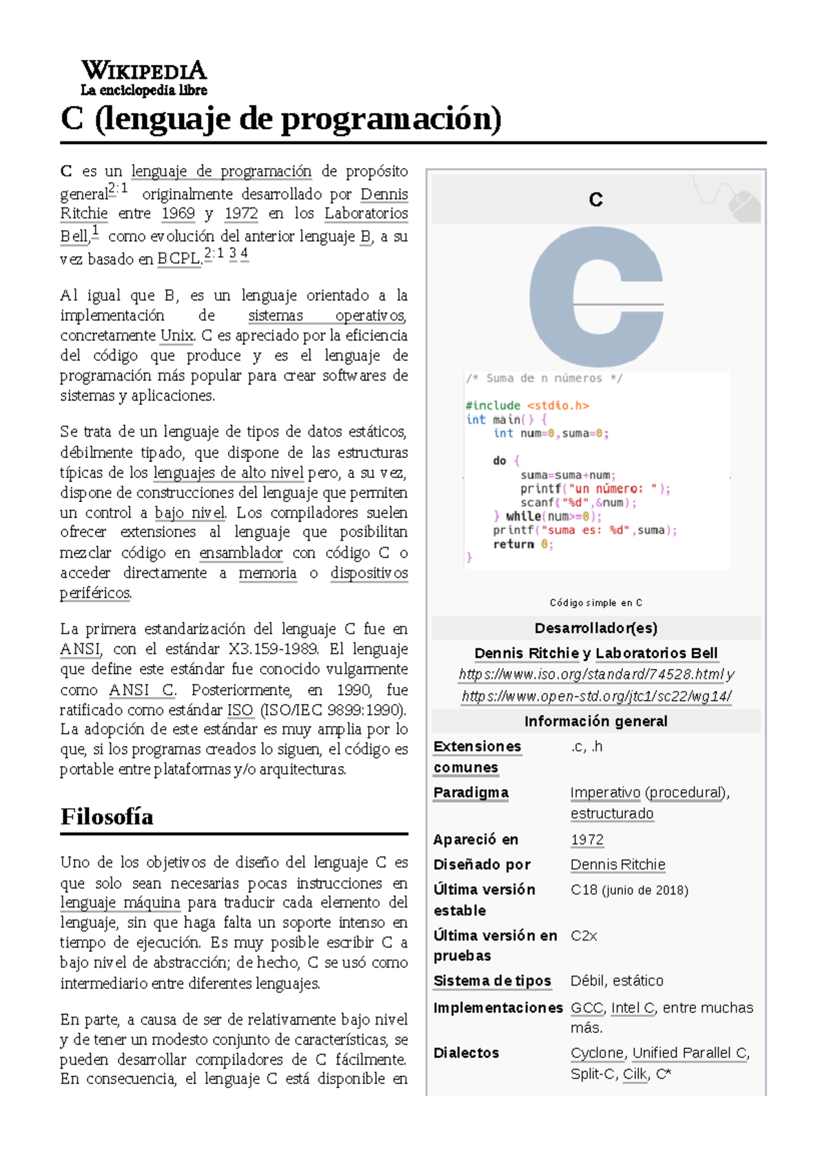 C Lenguaje De Programación C Código Simple En C Desarrollador Es