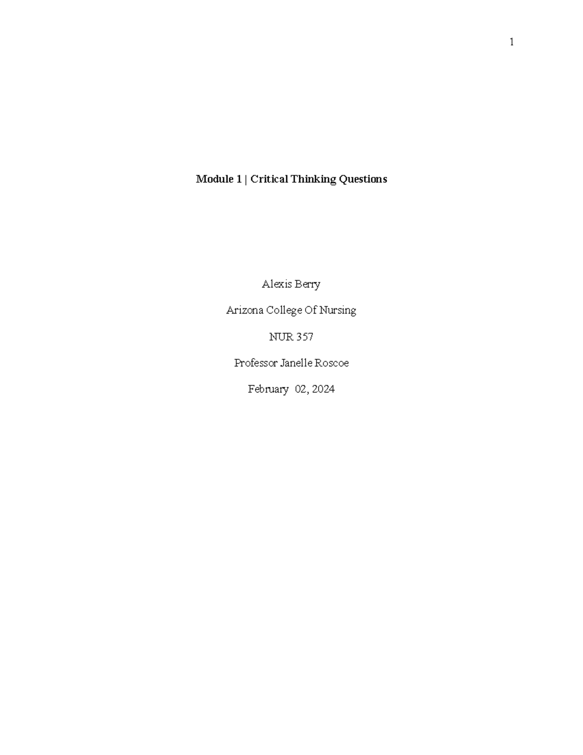 Module 1 Critical Thinking Questions - Module 1 | Critical Thinking ...