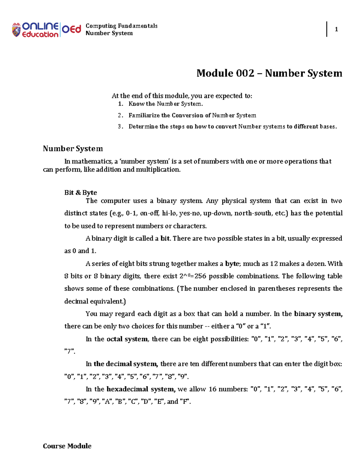 Lesson 2 Introduction to Number System - Number System 1 Module 002 ...