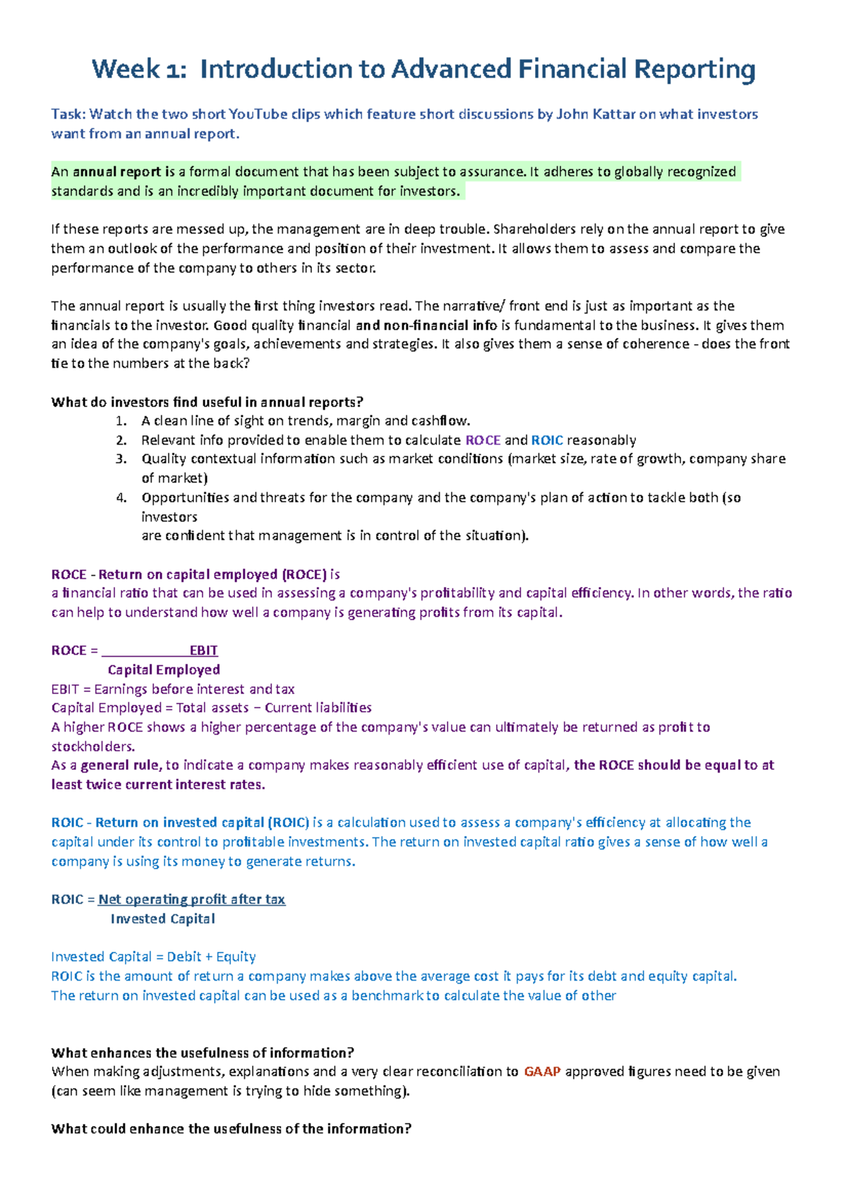 Introduction to Advanced Financial Reporting - Studocu