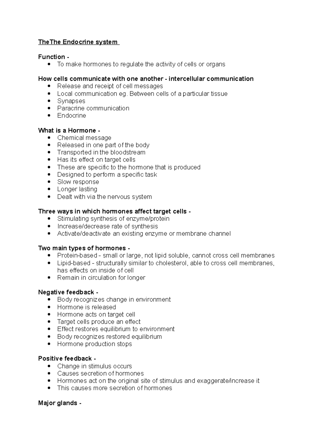 The Endocrine system - TheThe Endocrine system Function - To make ...
