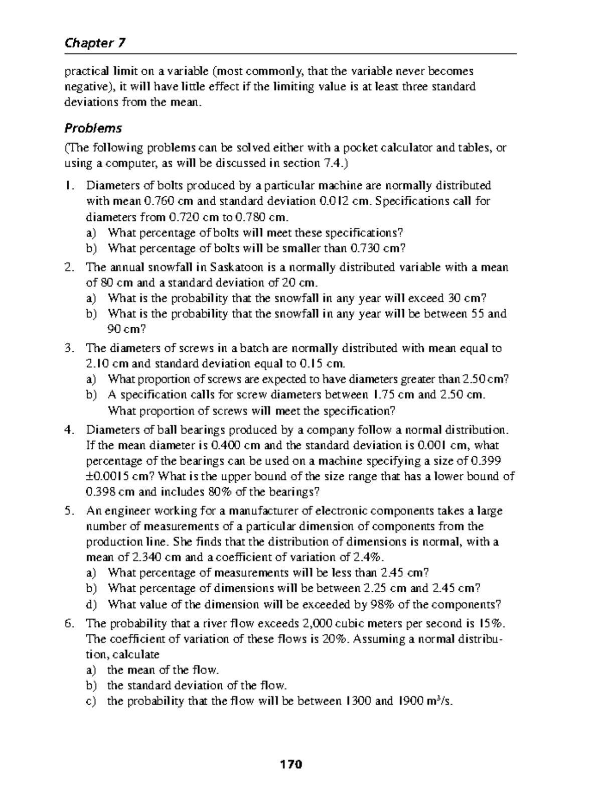 Normal Distri Problems - Chapter 7 practical limit on a variable (most ...