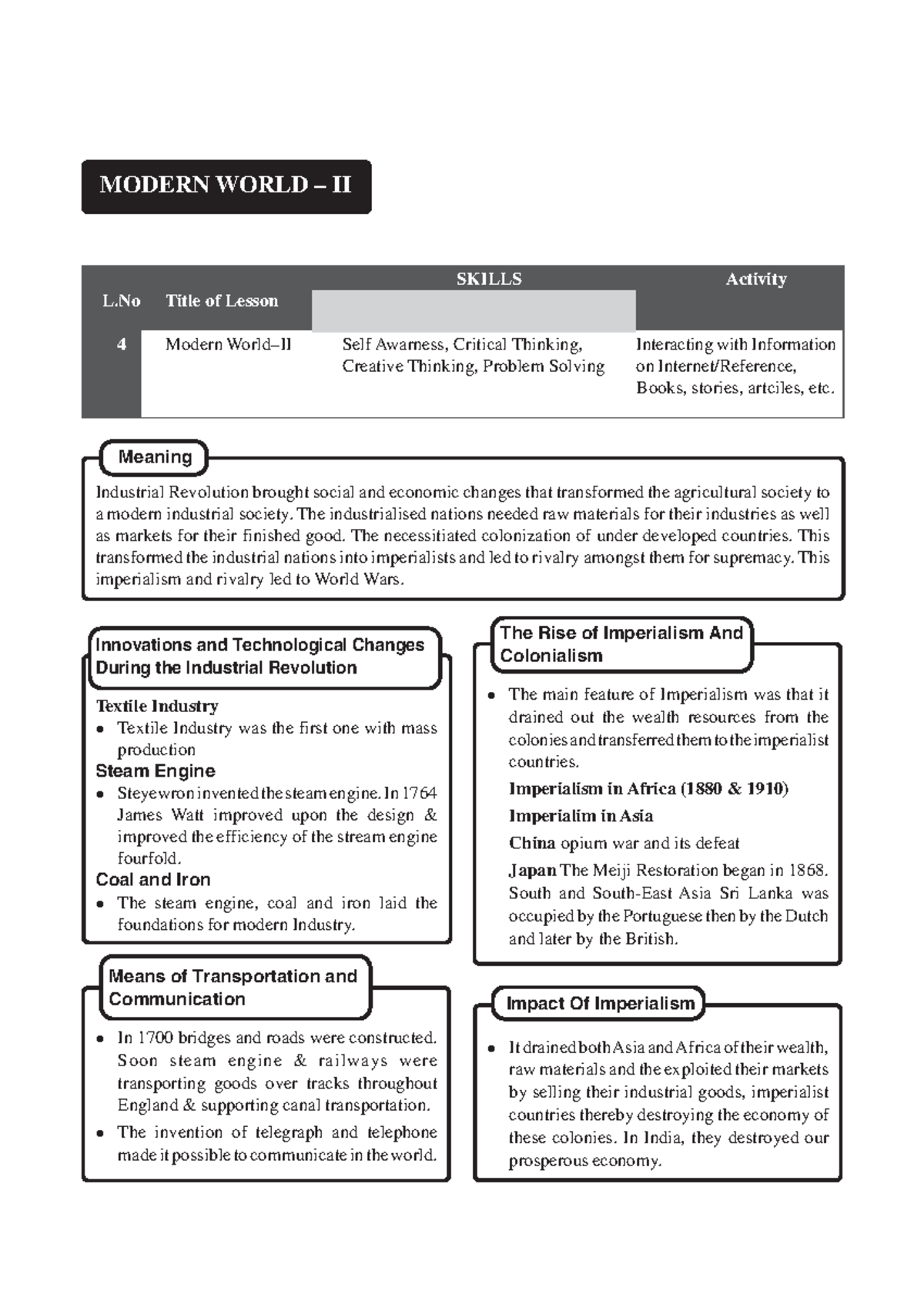 Lesson 4 - History - MODERN WORLD – II SKILLS Activity L Title of ...
