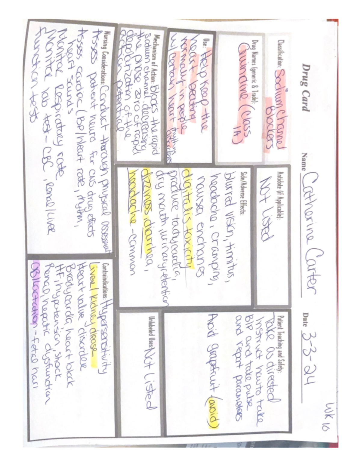 Drug Card wk 10 - weekly drug cards for pharm class - NSG 124 - Studocu