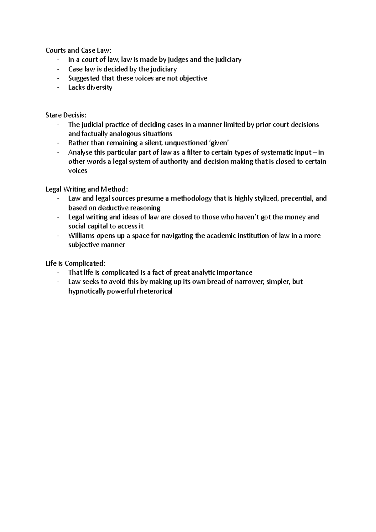 Lecture 6 - Sources of Law - Courts and Case Law: - In a court of law ...