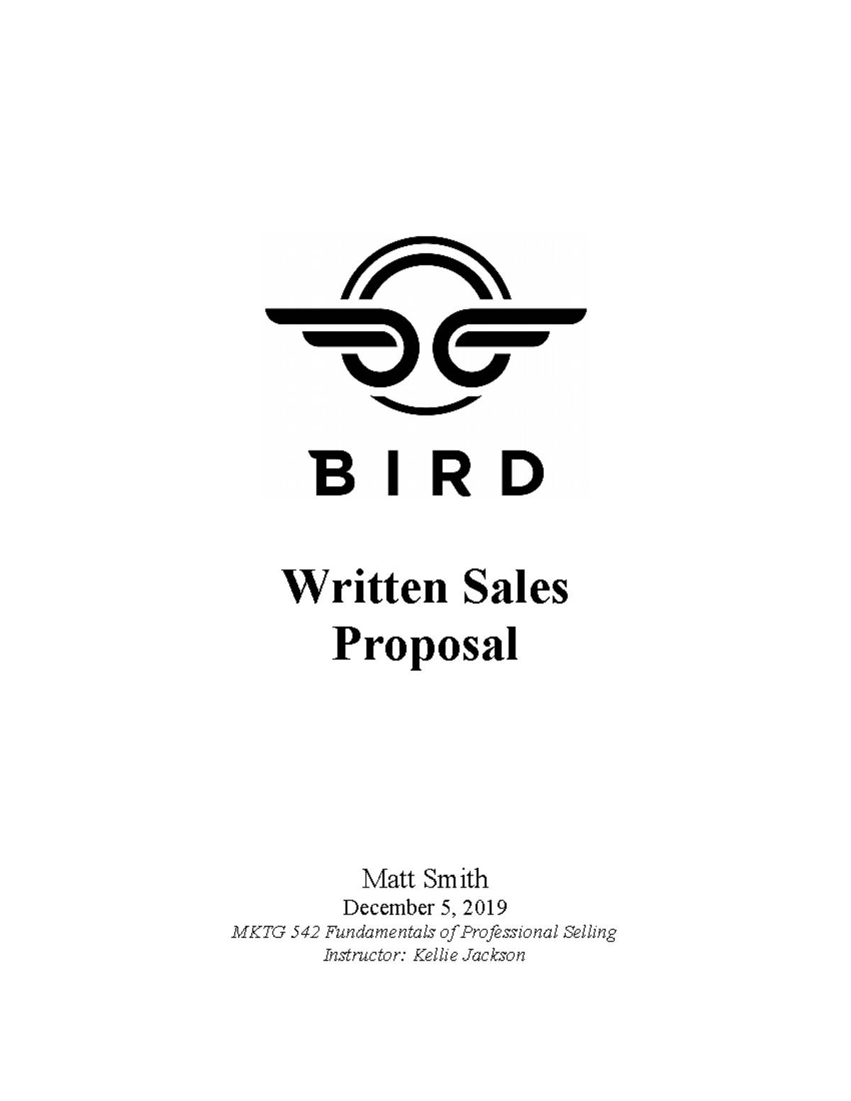 Written Sales Proposal - Written Sales Proposal Matt Smith December 5 ...