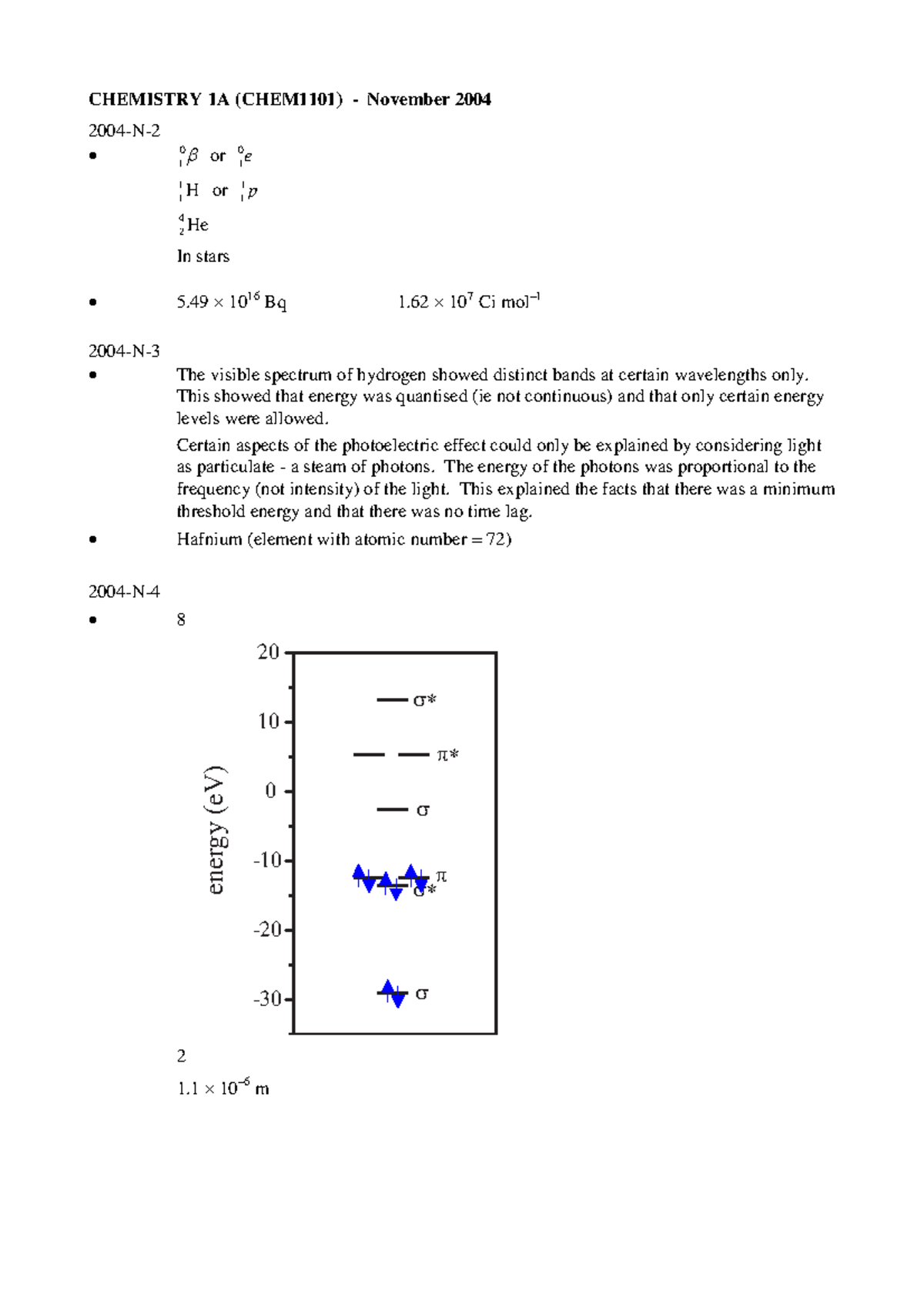 Chem1101ans nov2004 - lecture notes for final exam giving by teacher to ...