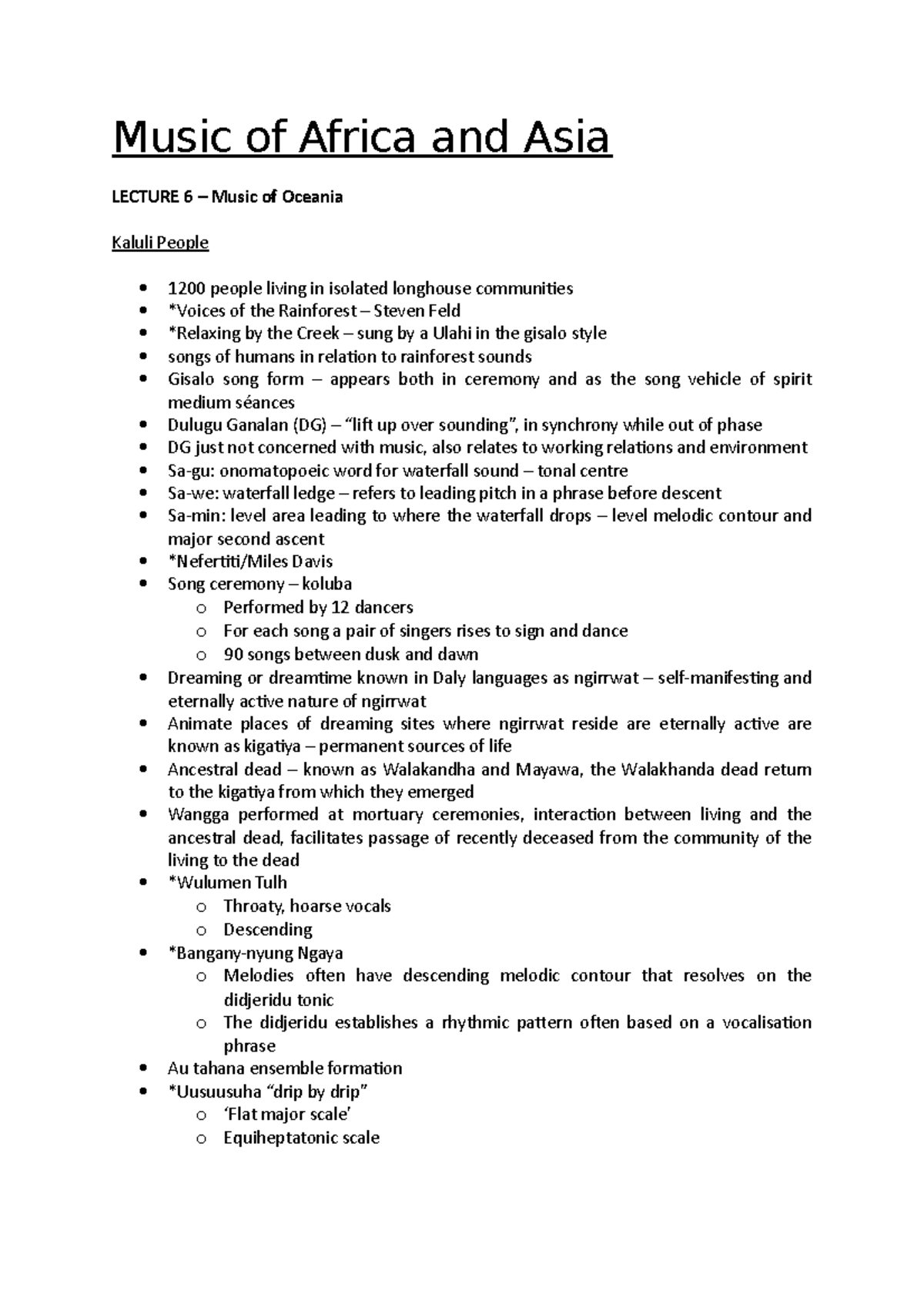 Lecture 6 - Music of Oceania - Music of Africa and Asia LECTURE 6 ...