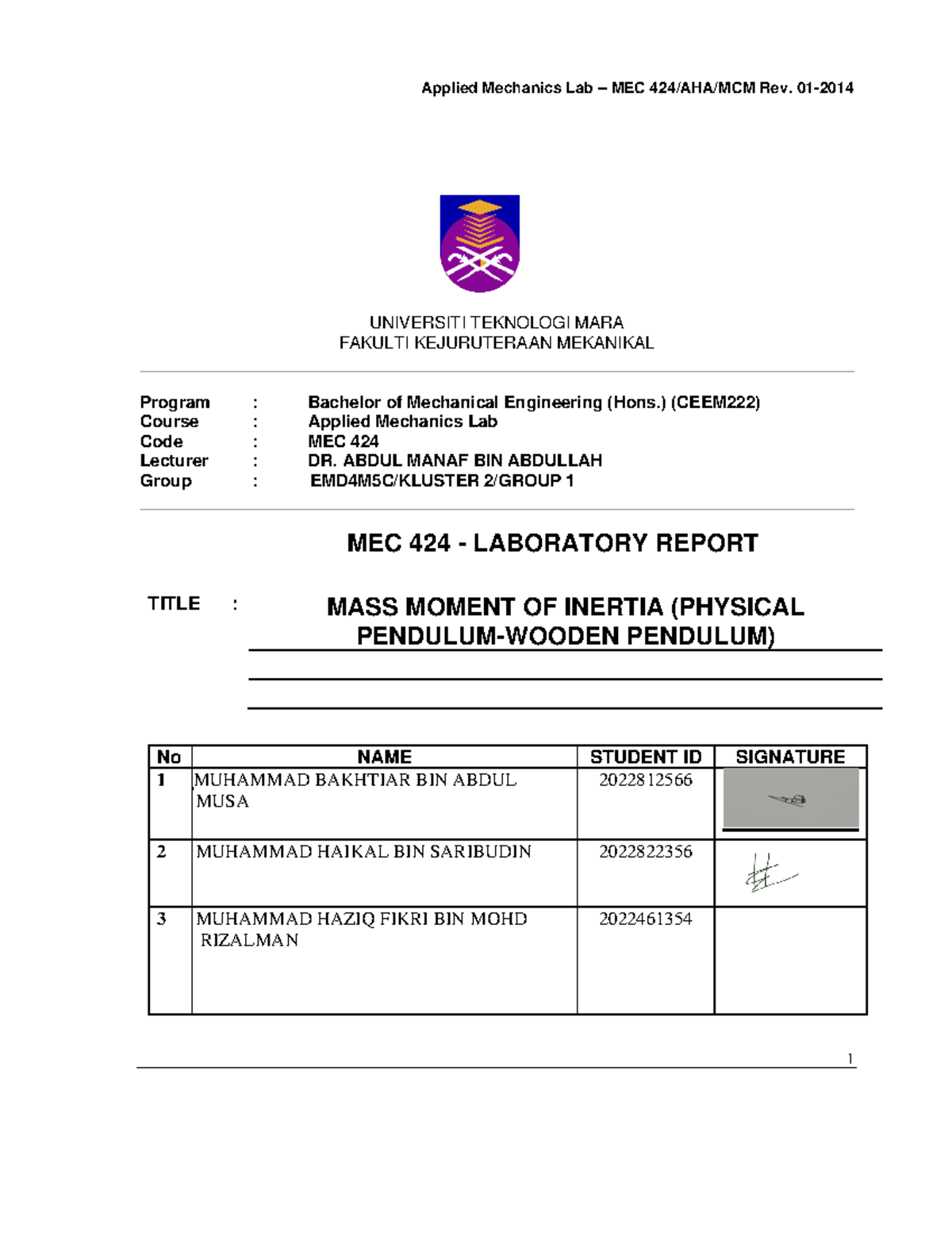 Lab Report 2 Final Universiti Teknologi Mara Fakulti Kejuruteraan