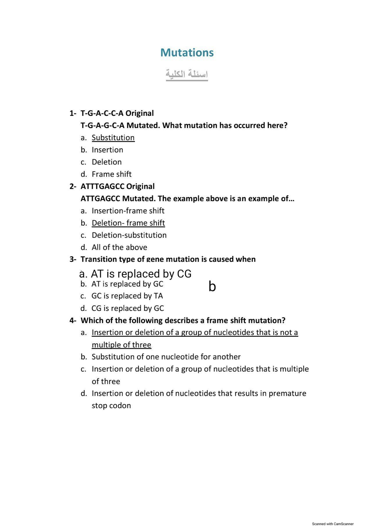 Mutation - physiology pathology - Studocu
