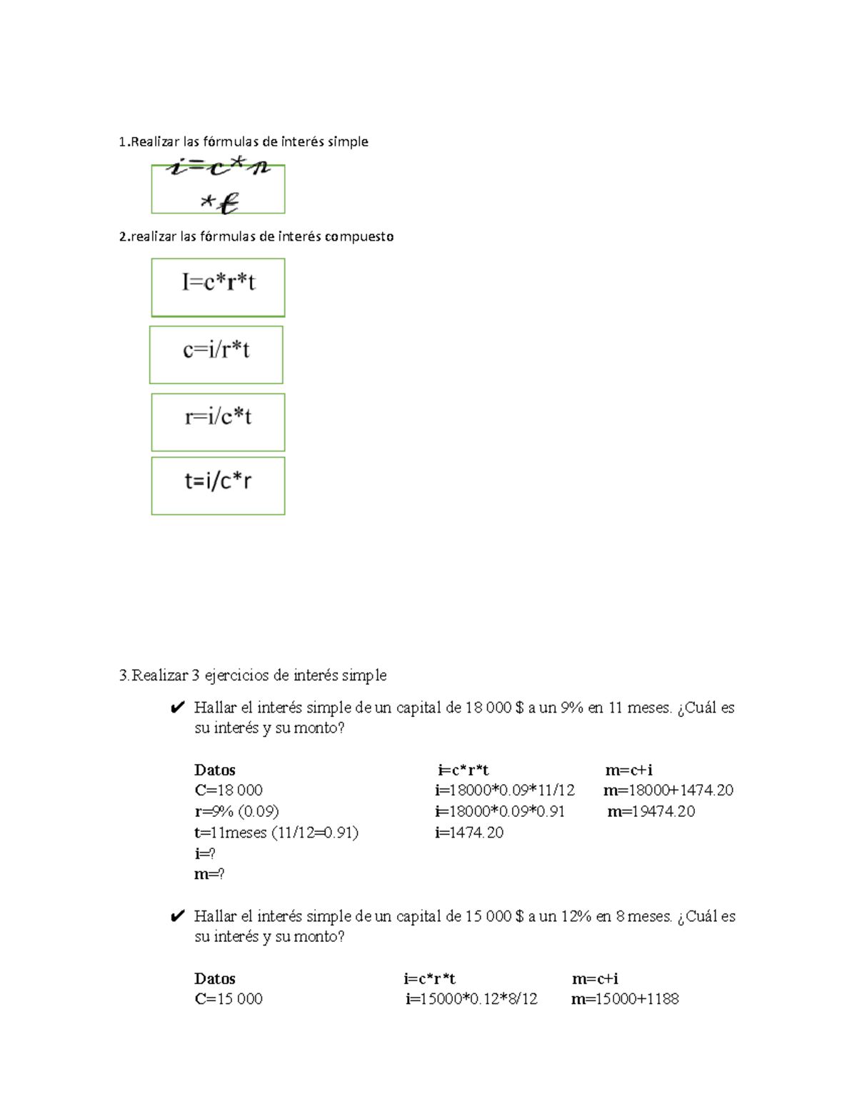 Bancaria - FORMULAS - 1 las fórmulas de interés simple 2 las fórmulas ...