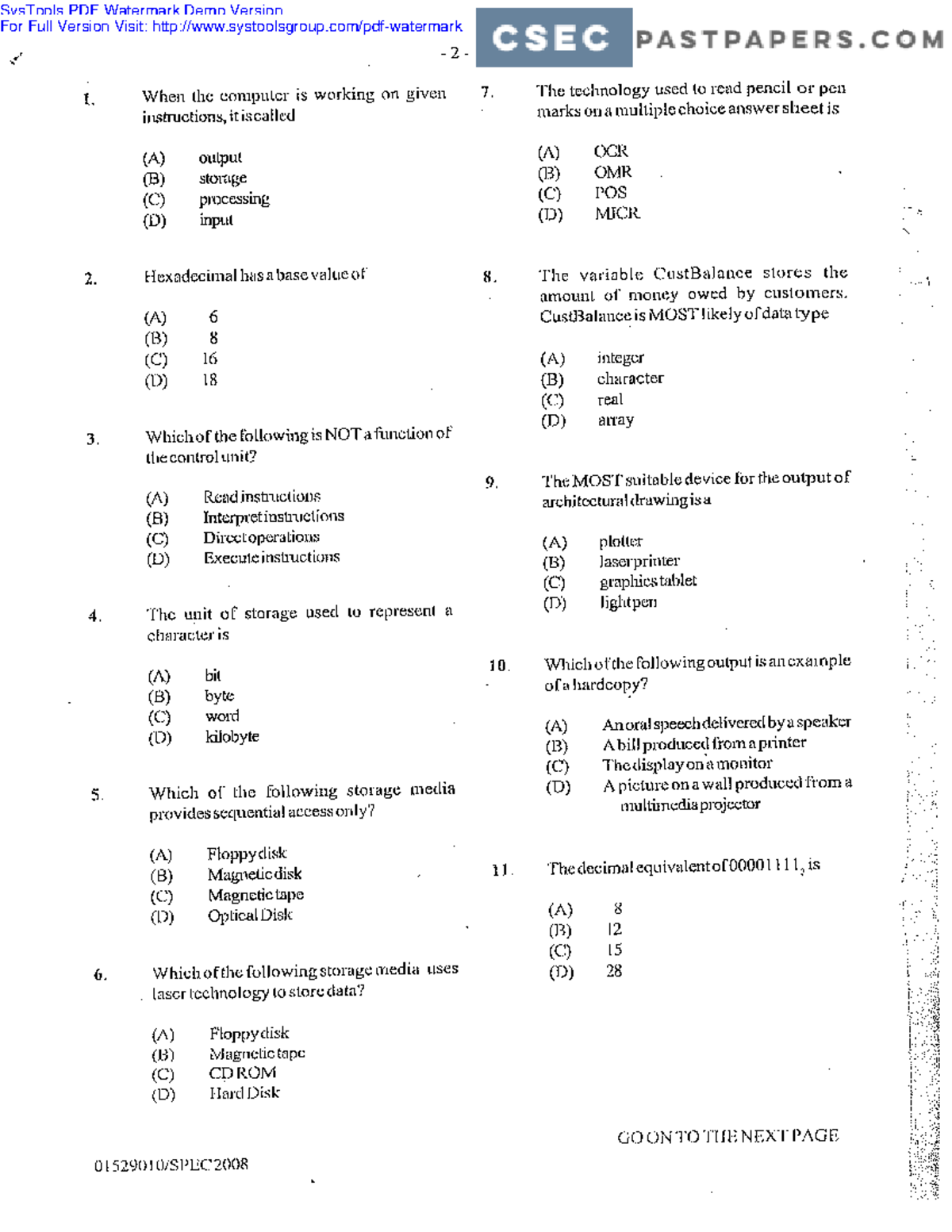 2008 Specimen p1 - mock exam to improve learning and better ...