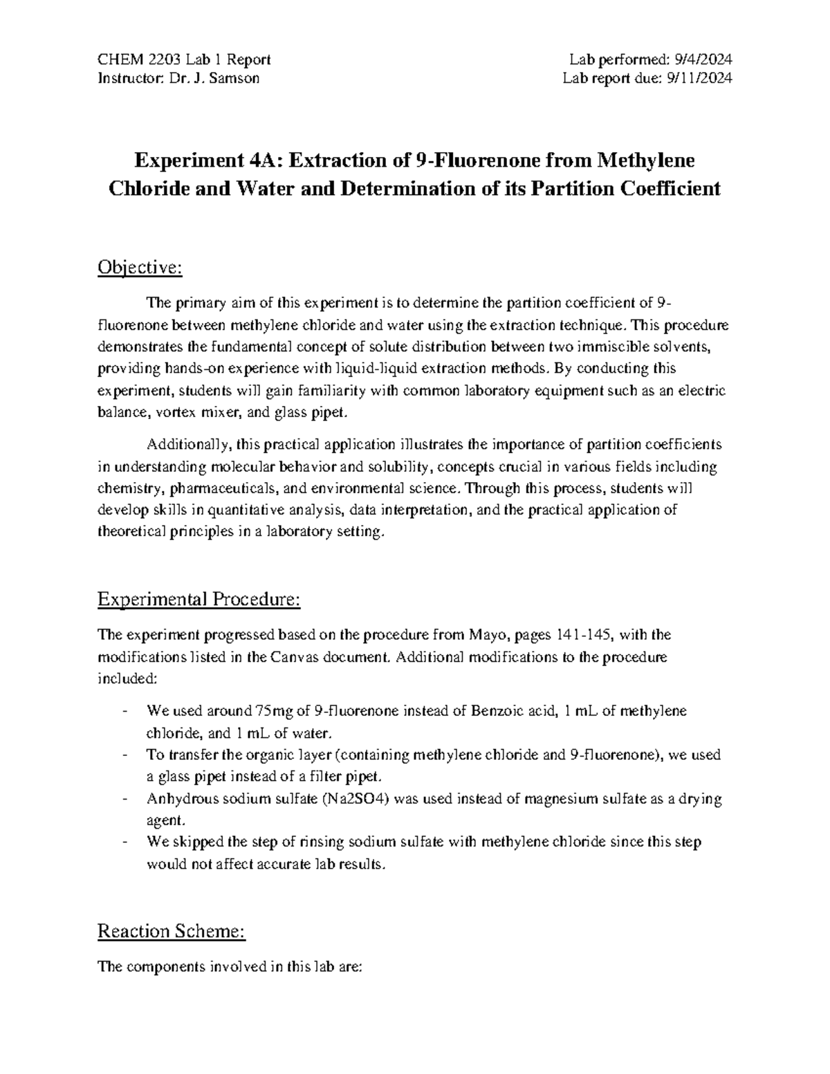 Module 1 Lab Report - TT 1 - Instructor: Dr. J. Samson Lab report due: 9/11/ Experiment 4A ...