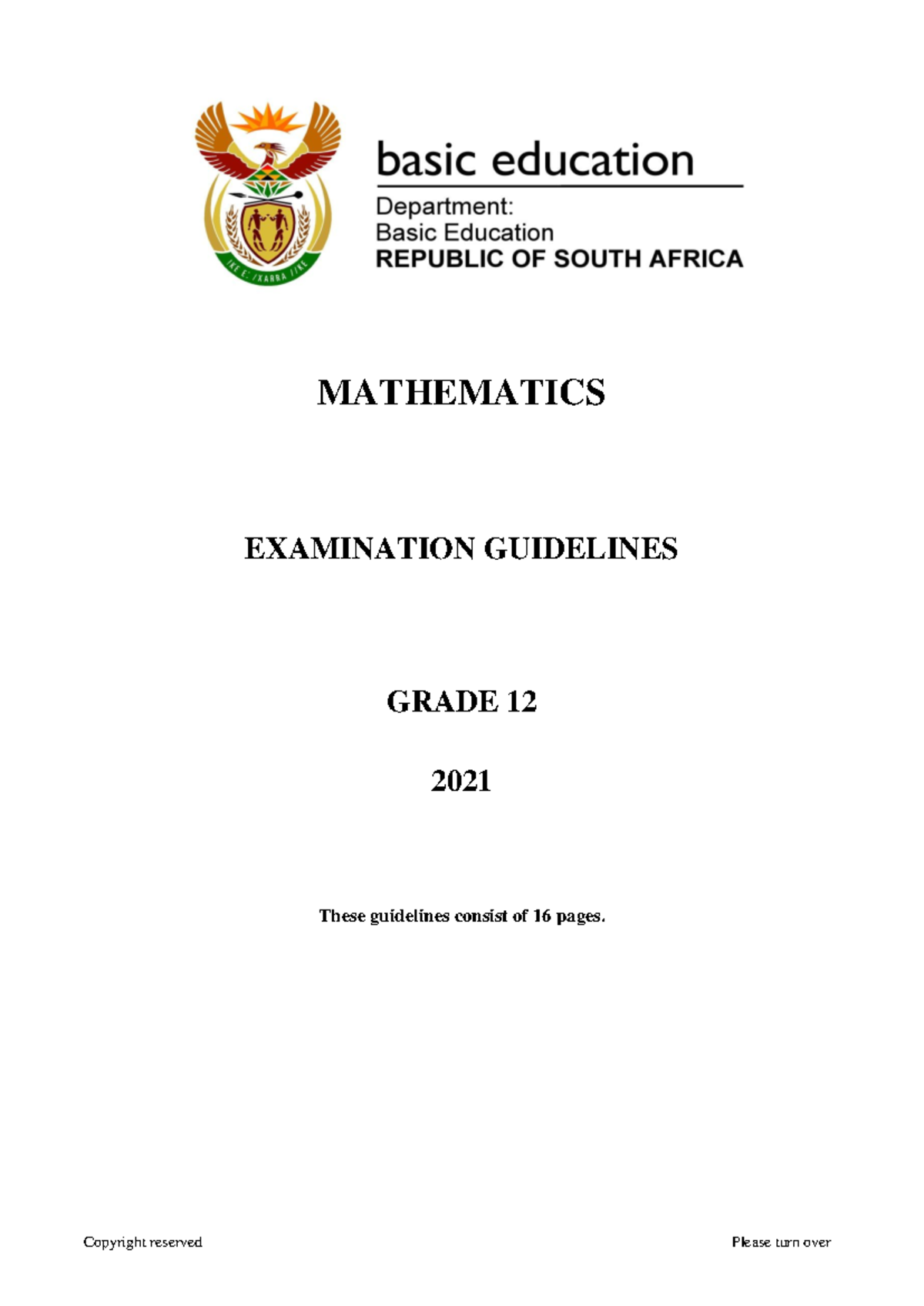 MATH A1 Exam Guidelines (2021) - MATHEMATICS EXAMINATION GUIDELINES ...