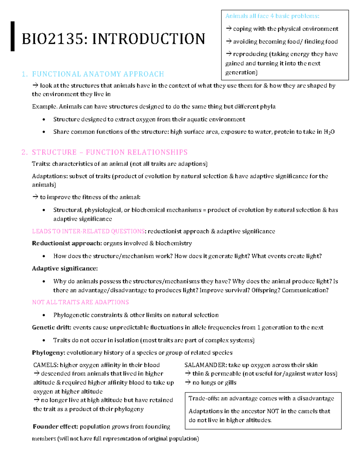 BIO2135 Lecture 1 - Introduction - BIO2135: INTRODUCTION 1. FUNCTIONAL ...