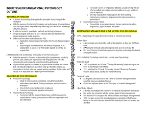 Industrial - io notes - INDUSTRIAL/ORGANIZATIONAL PSYCHOLOGY CHAPTER 1 ...