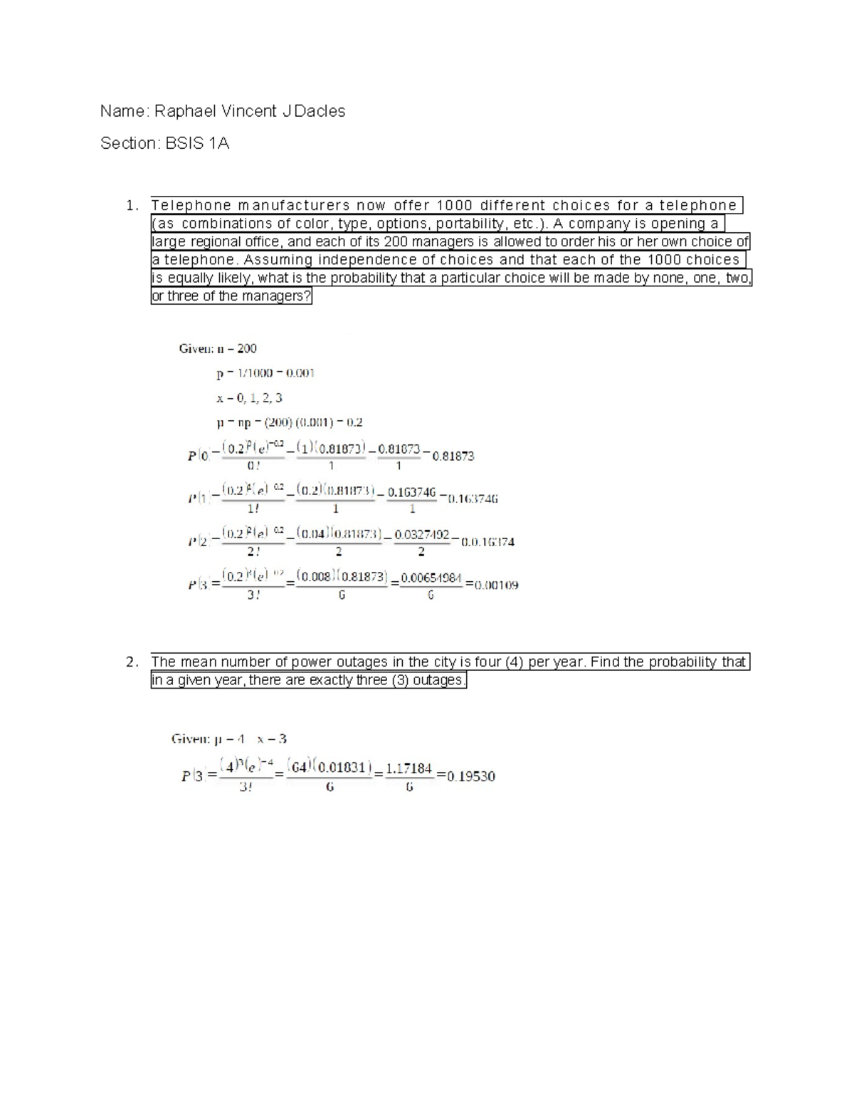 Dacles 2 - JUST A ASSIGNTMENT - Name: Raphael Vincent J Dacles Section ...