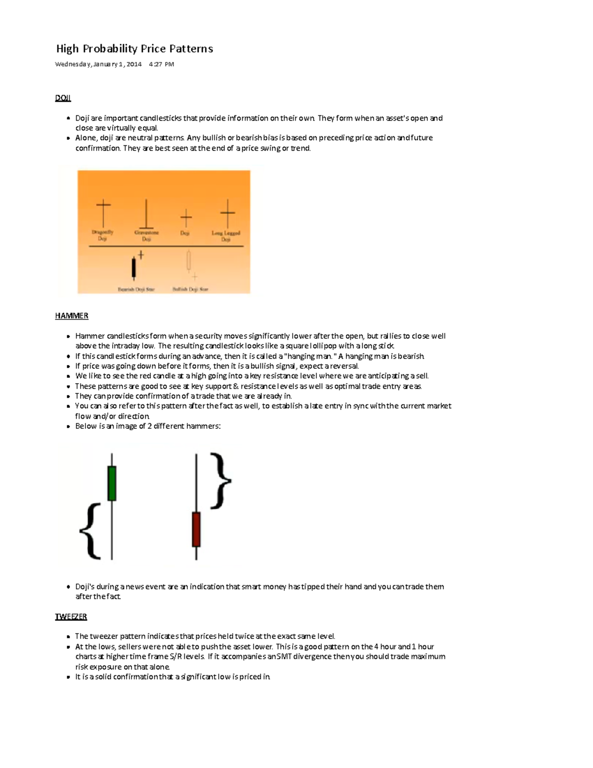 Inner Circle Trader - High Probability Price Patterns - DOJI Doji are ...
