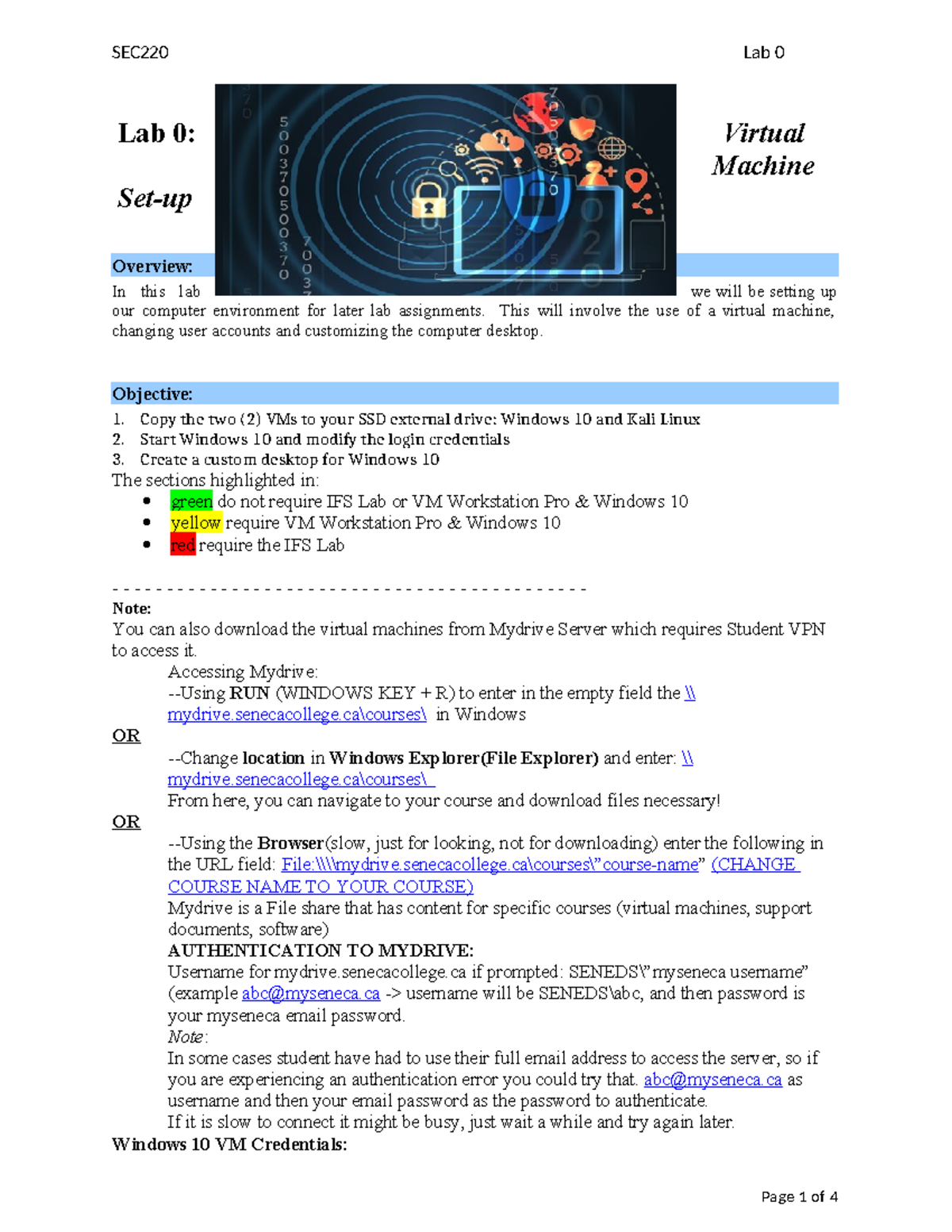 SEC220 L0 S23 - FOR PRACTICE - Lab 0: Virtual Machine Set-up Overview: In this lab we will be ...