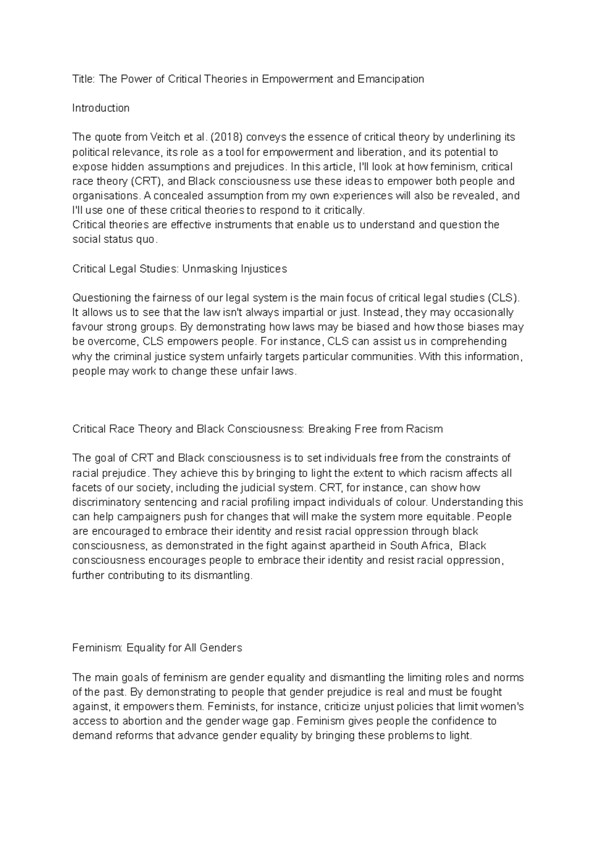 The Power of Critical Theories in Empowerment and Emancipation - Title ...