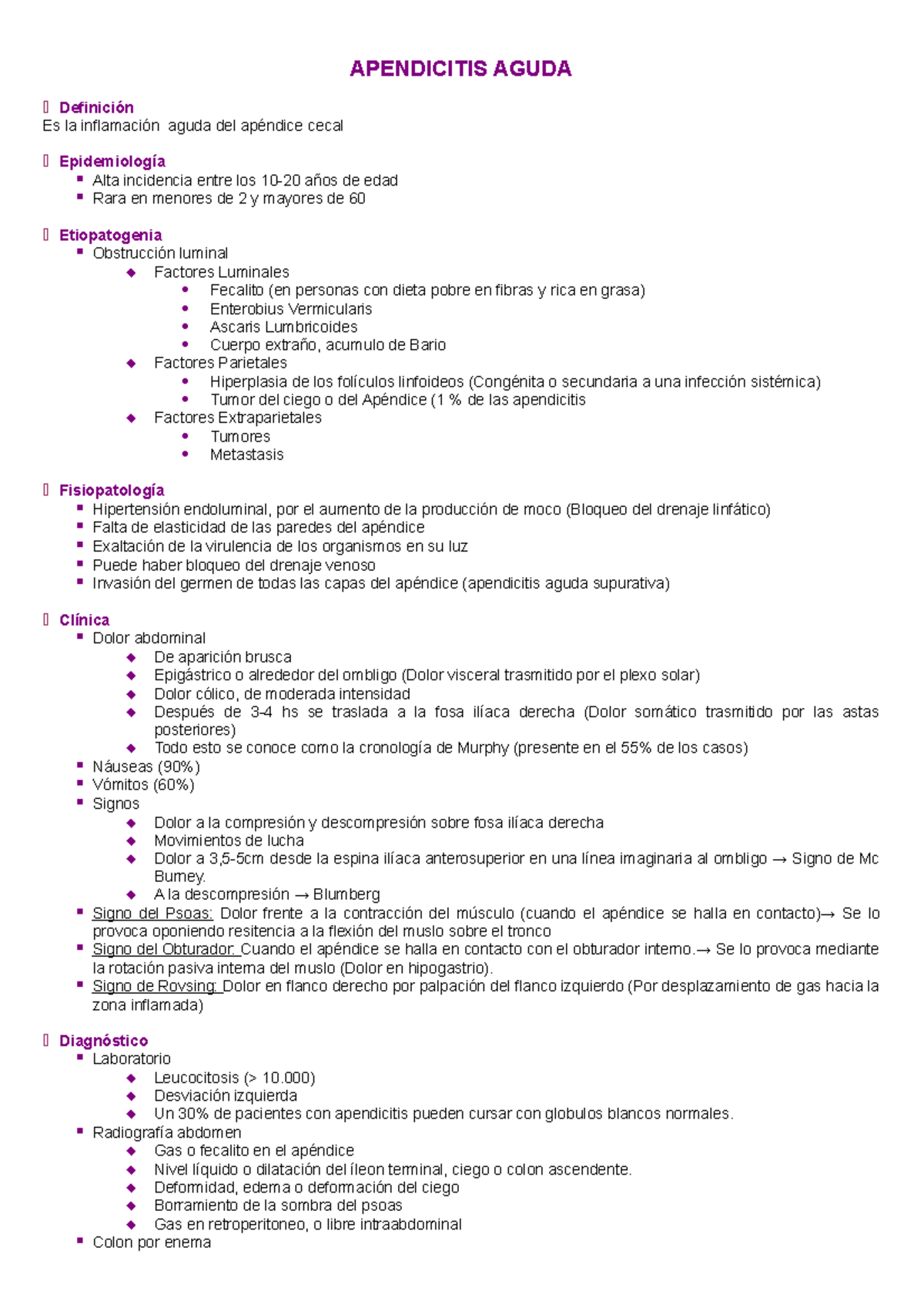 Apendicitis aguda - A la descompresión → Blumberg Signo del Psoas ...