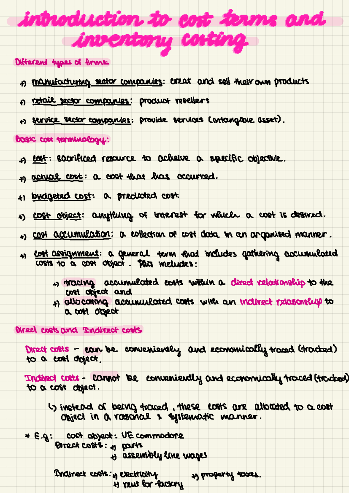 Cost - topic 2 - lecture note - introduction to cortterms and inventory ...
