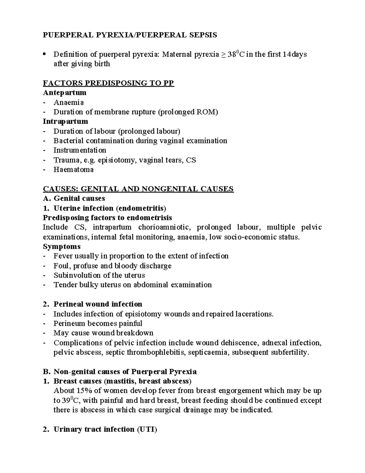 Puerperal Pyrexia - Post partum events - PUERPERAL PYREXIA/PUERPERAL ...