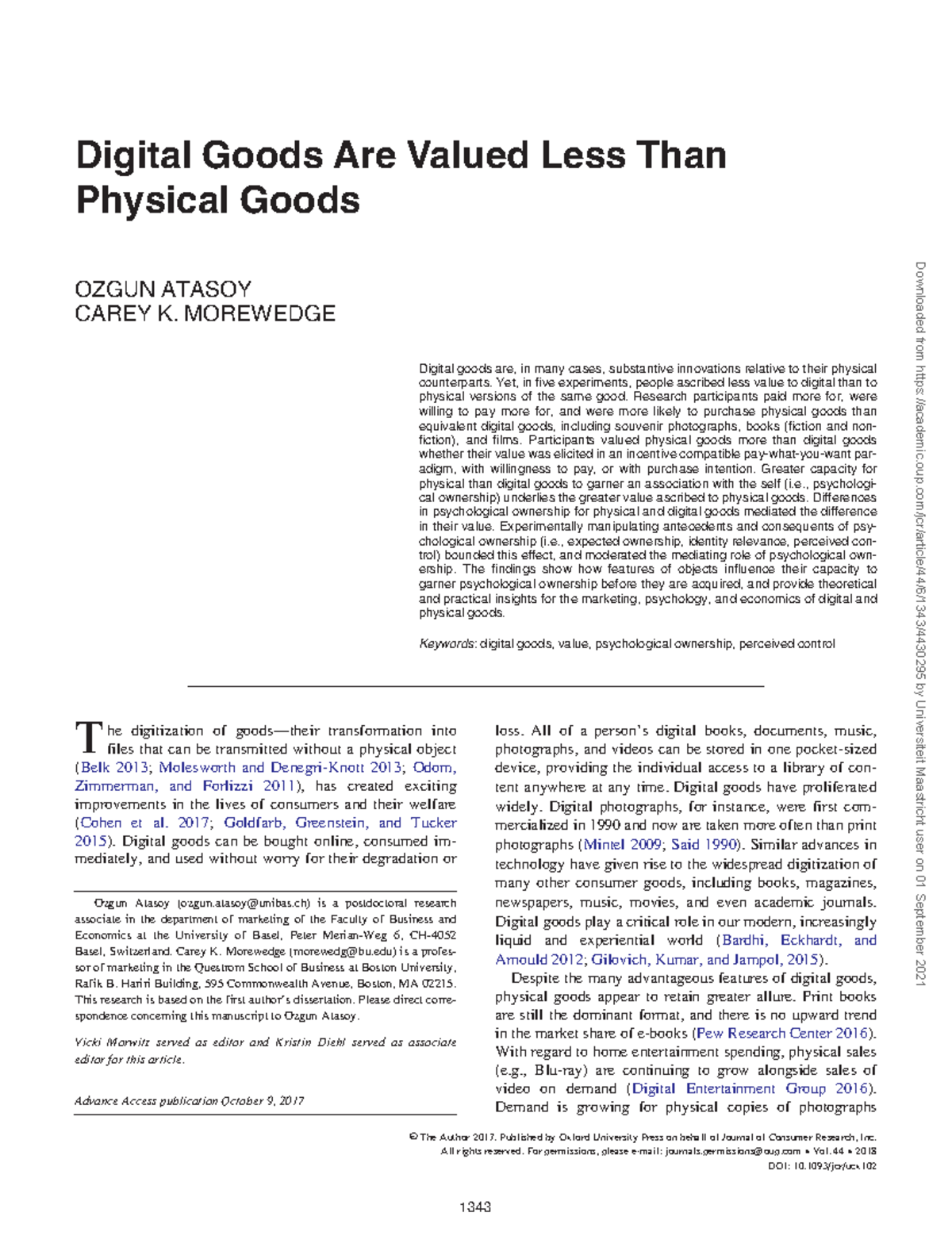 Article Digital Goods Are Valued Less Than Physical Goods - Digital ...