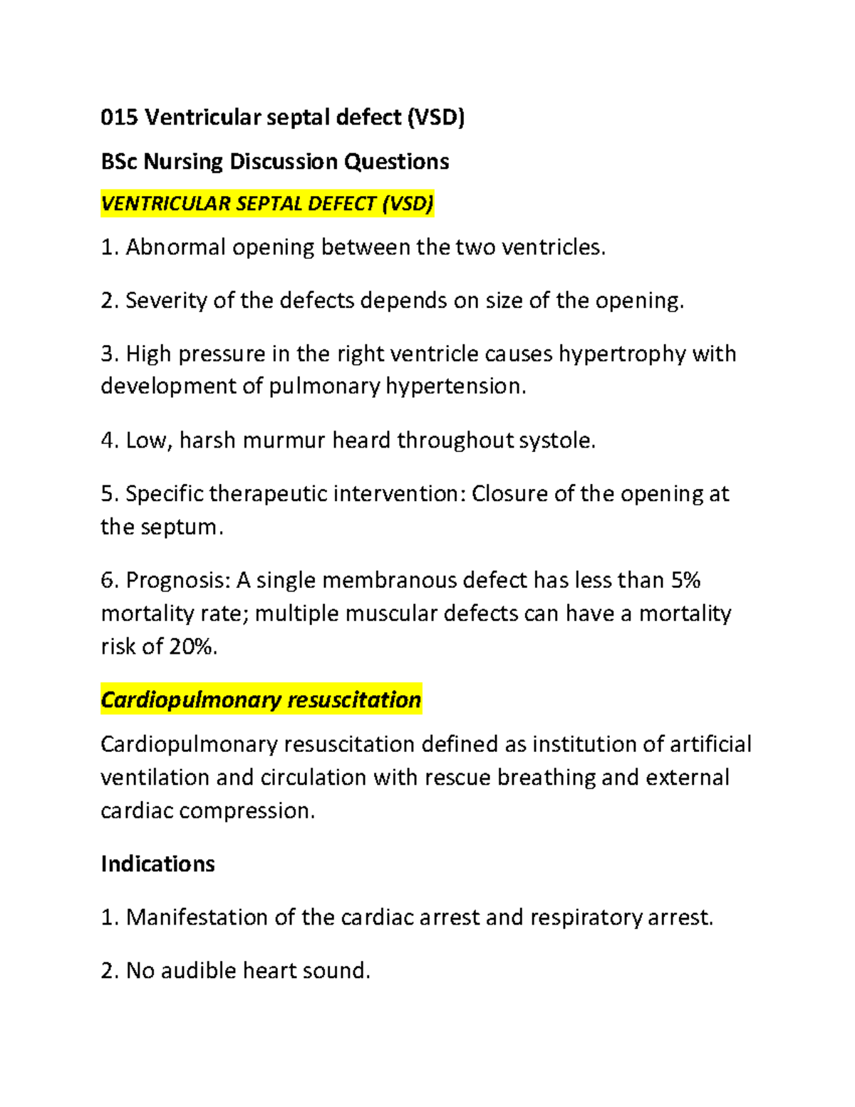 Ventricular Septal Defect(VSD) & Cardiopulmonary Resuscitation - 015 ...
