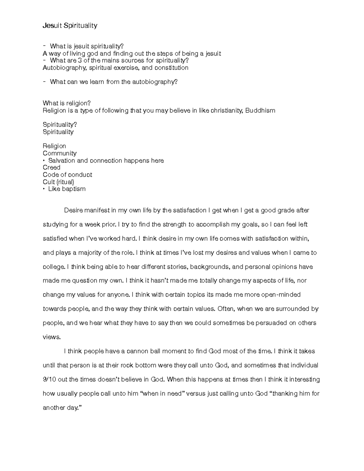 Jesuit Spirtuality 1 - assignment - Jesuit Spirituality - What is ...