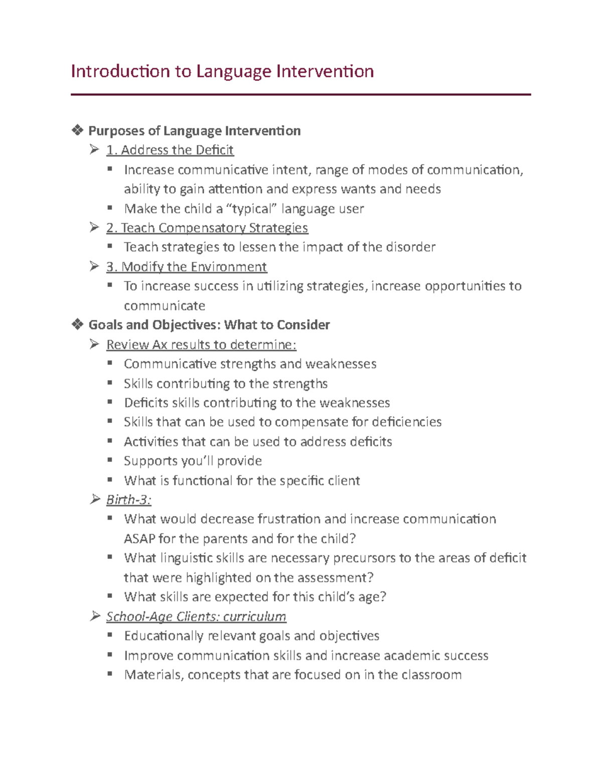 Introduction to Language Intervention - Address the Deficit Increase ...
