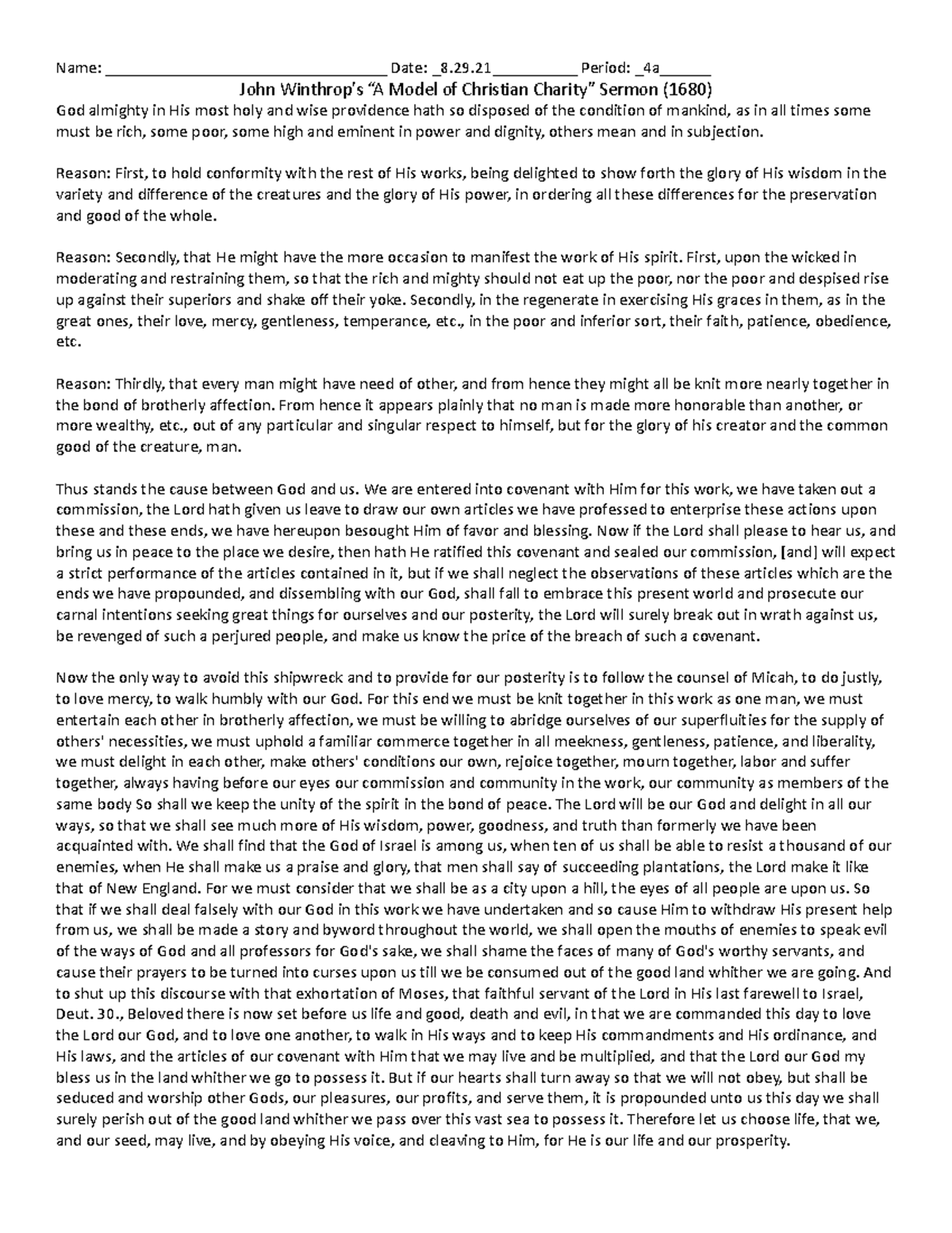 City Upon a Hill Assignment - Name ...