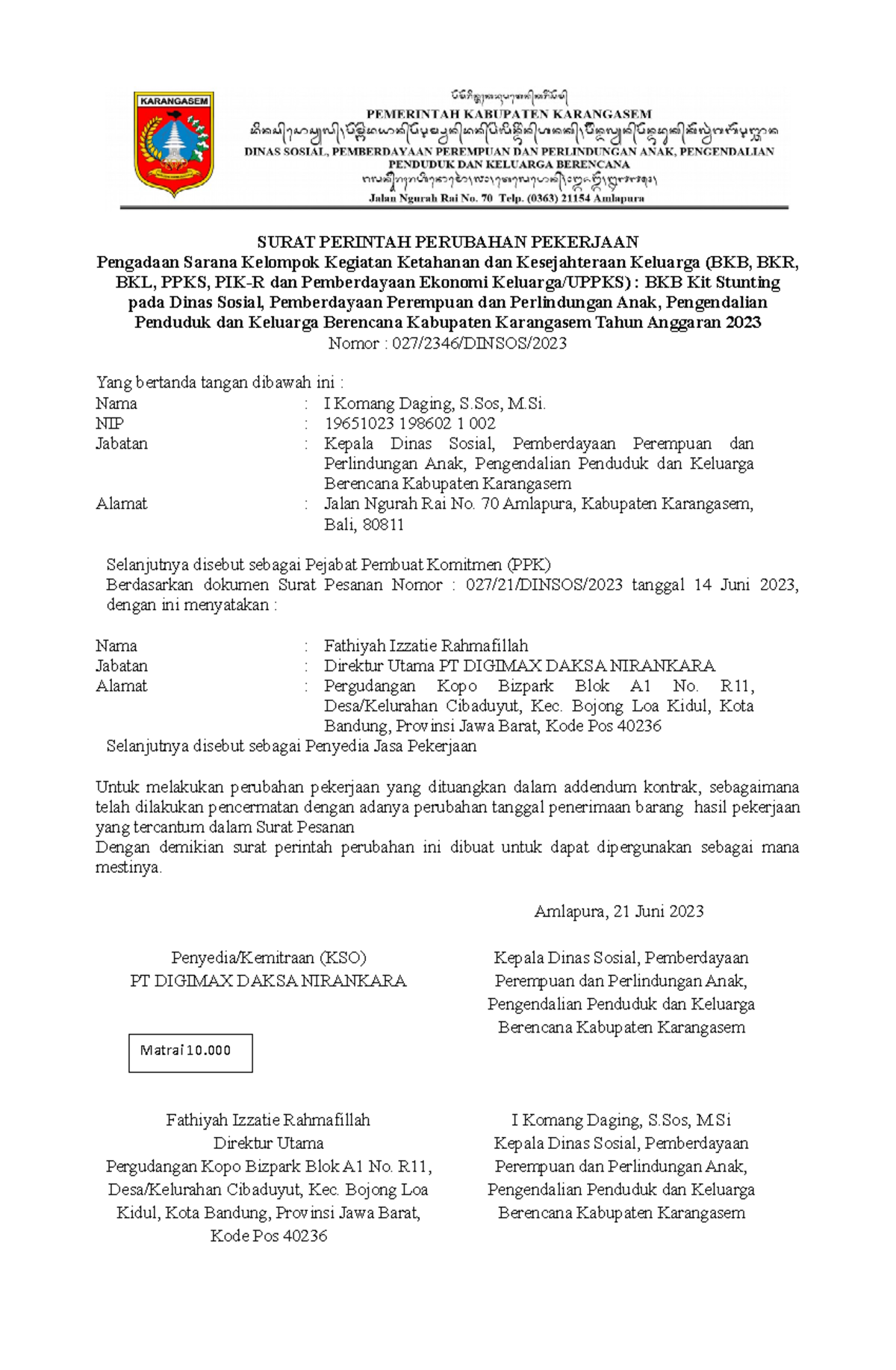 Surat Perintah Perubahan Pekerjaan - SURAT PERINTAH PERUBAHAN PEKERJAAN ...