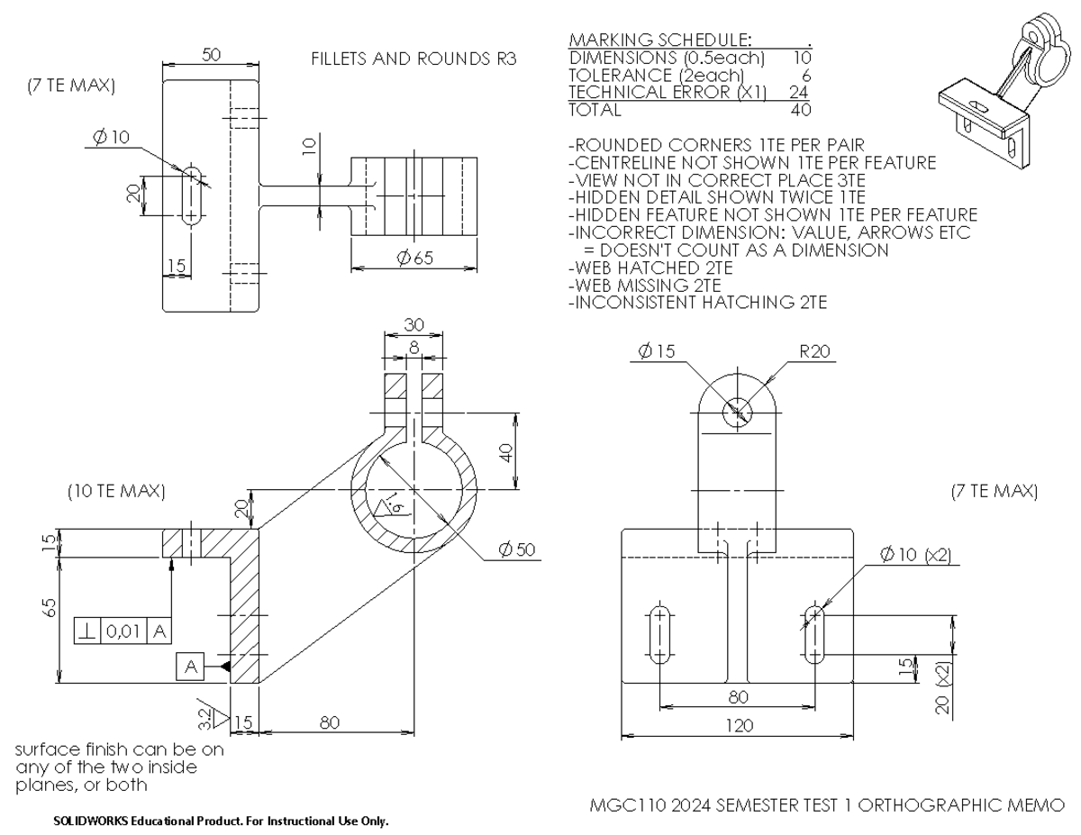 Test 1 orthographic drawing memo - 40 30 8 20 1550 65 3 1580 0,01 A A ...