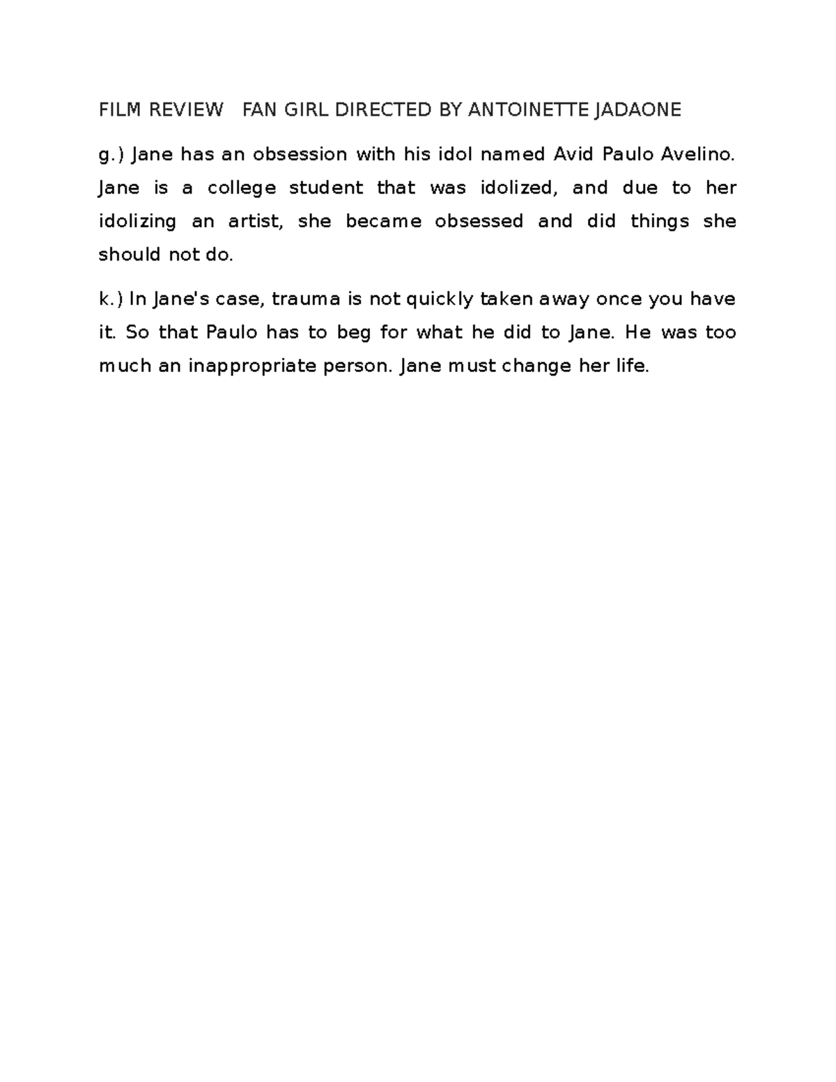 As - aduiegfliWEKF - FILM REVIEW FAN GIRL DIRECTED BY ANTOINETTE ...