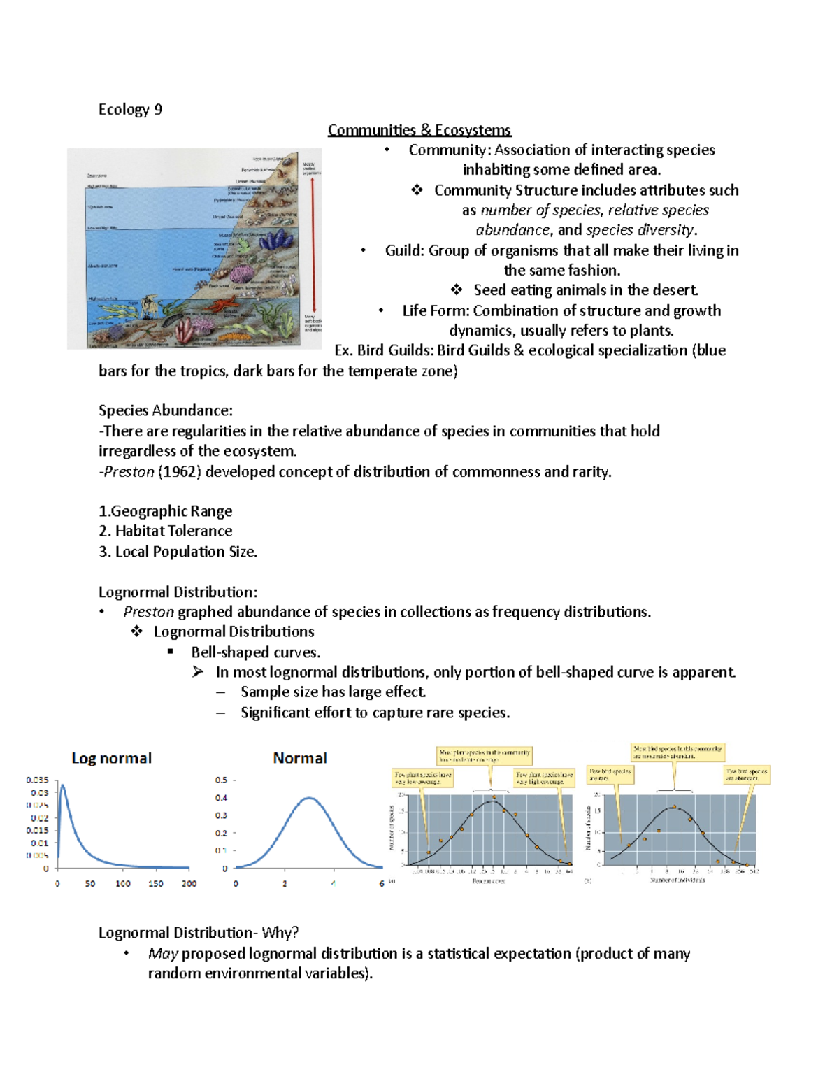 Ecology Lecture 9 - Ecology 9 Communities & Ecosystems - Community ...