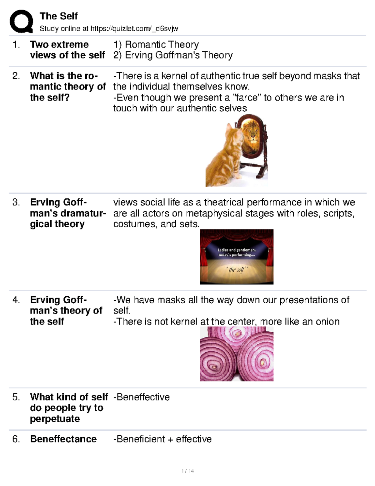 The Self - Flashcards I made from Dr. Pinkers Psych 1 Spring Semester ...