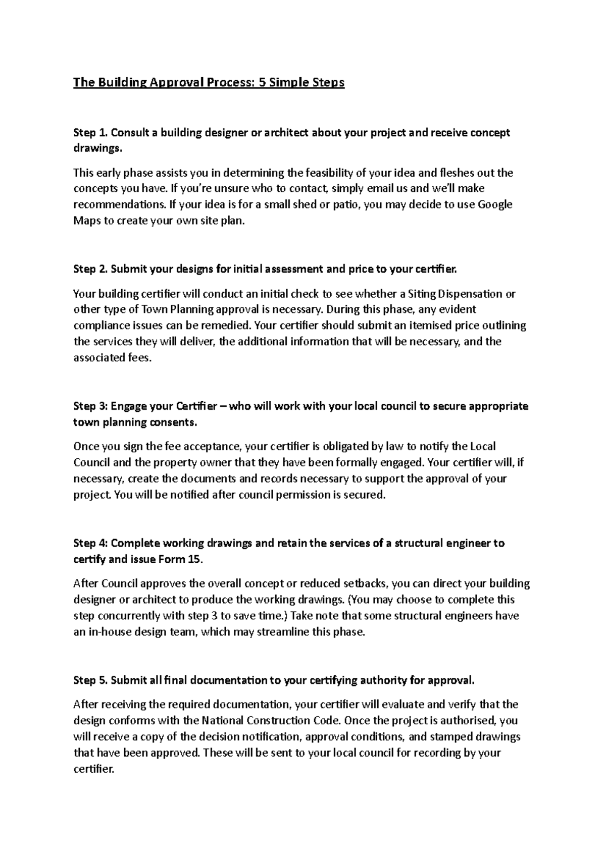 BSR100-The Building Approval Process - The Building Approval Process: 5 ...