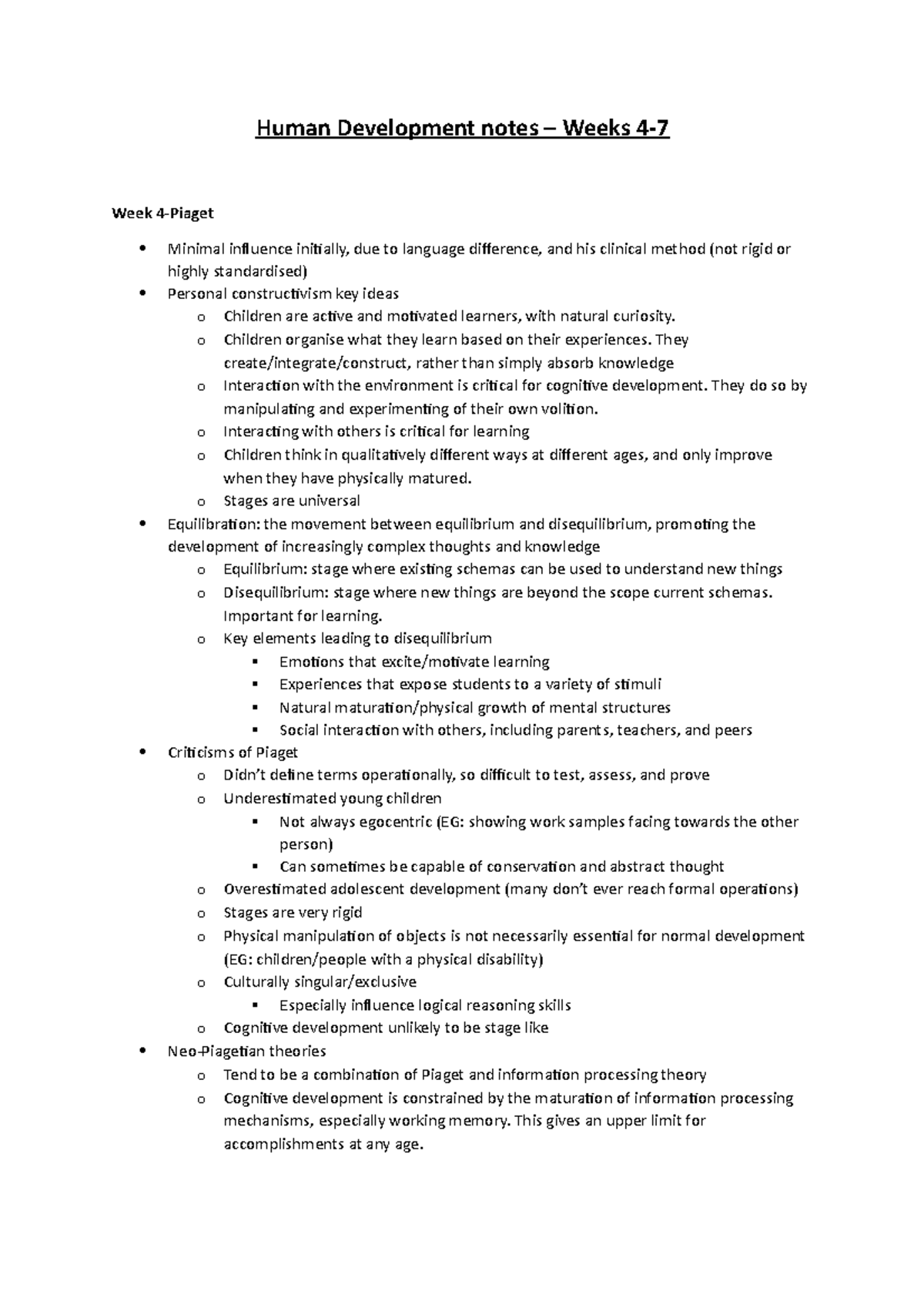 Human development notes- Wk 4-7 - Human Development notes – Weeks 4 ...
