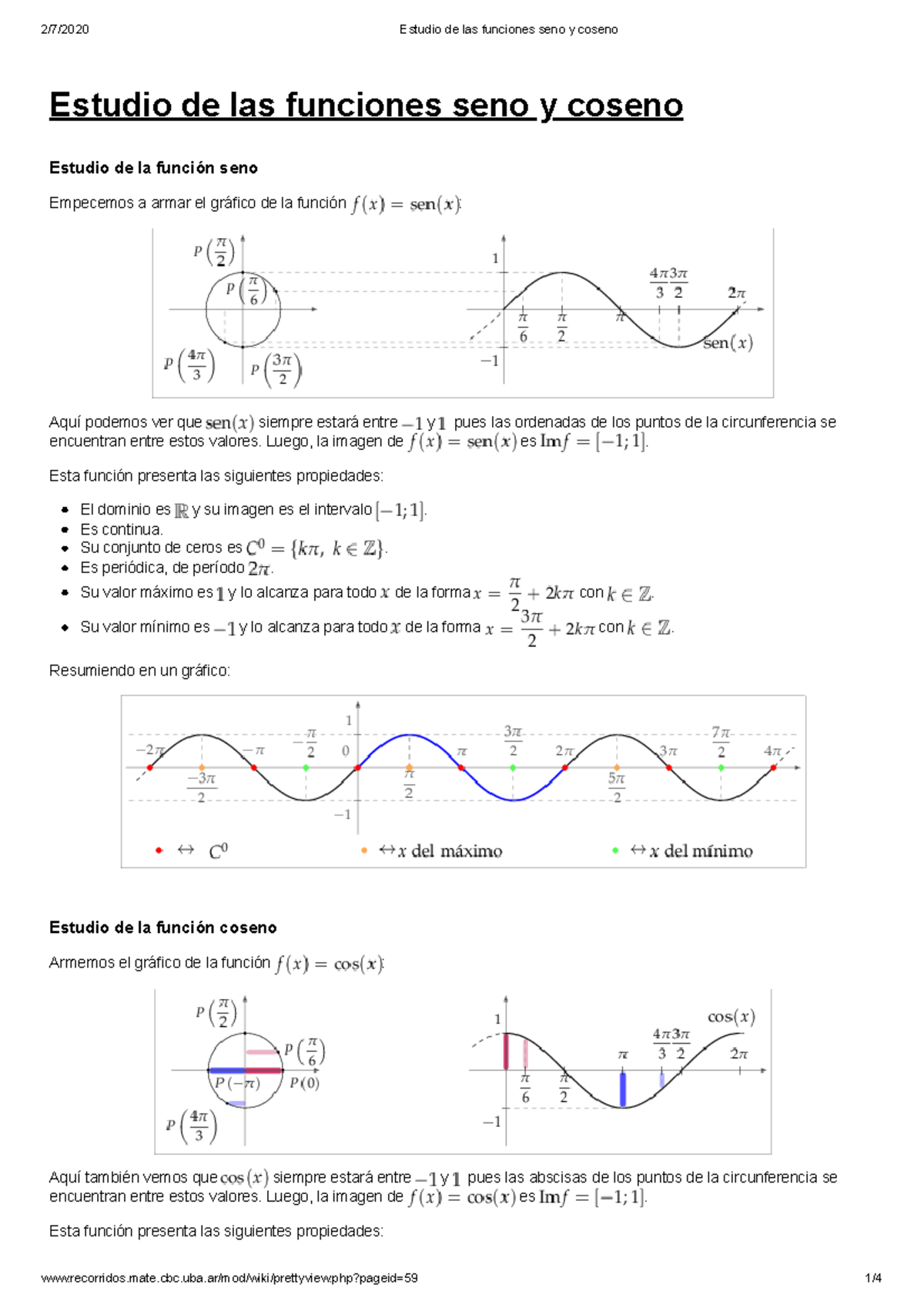 Estudio de las funciones seno y coseno - Luego, la imagen de es. Esta ...