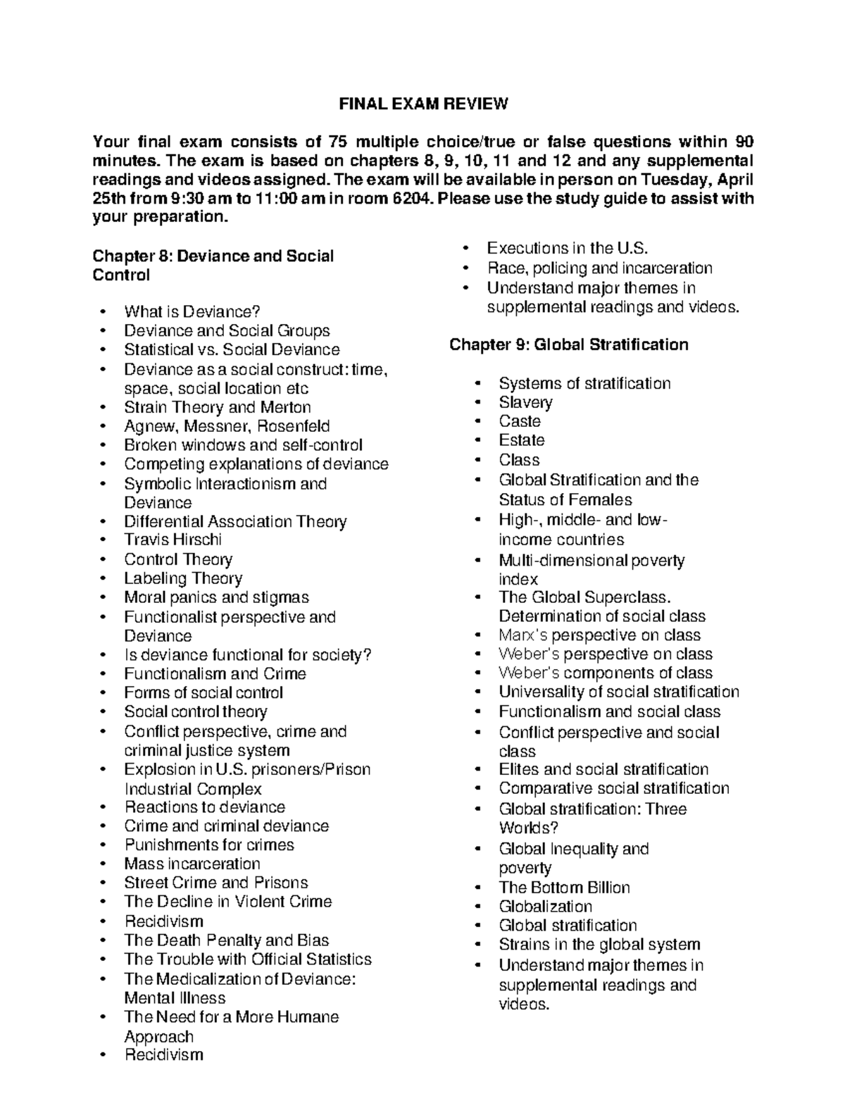 Final EXAM Review Spring 2023-950 - FINAL EXAM REVIEW Your final exam ...